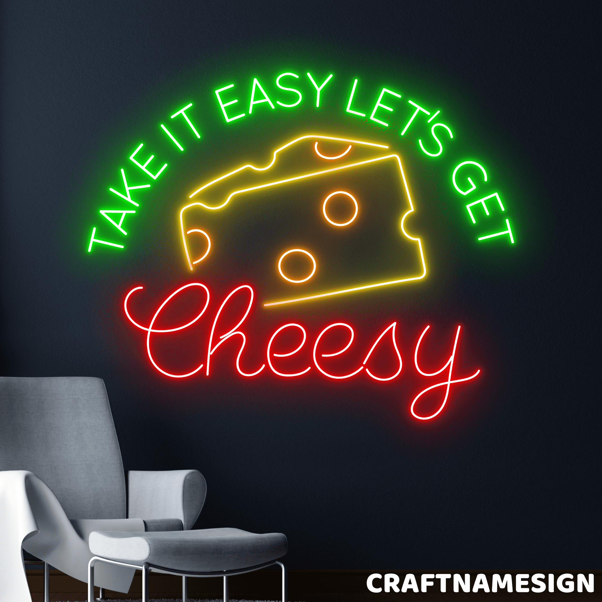 Craftnamesign Cheesy Neon Sign, Milk & Cheese Shop Wall Decor, Kitchen ...