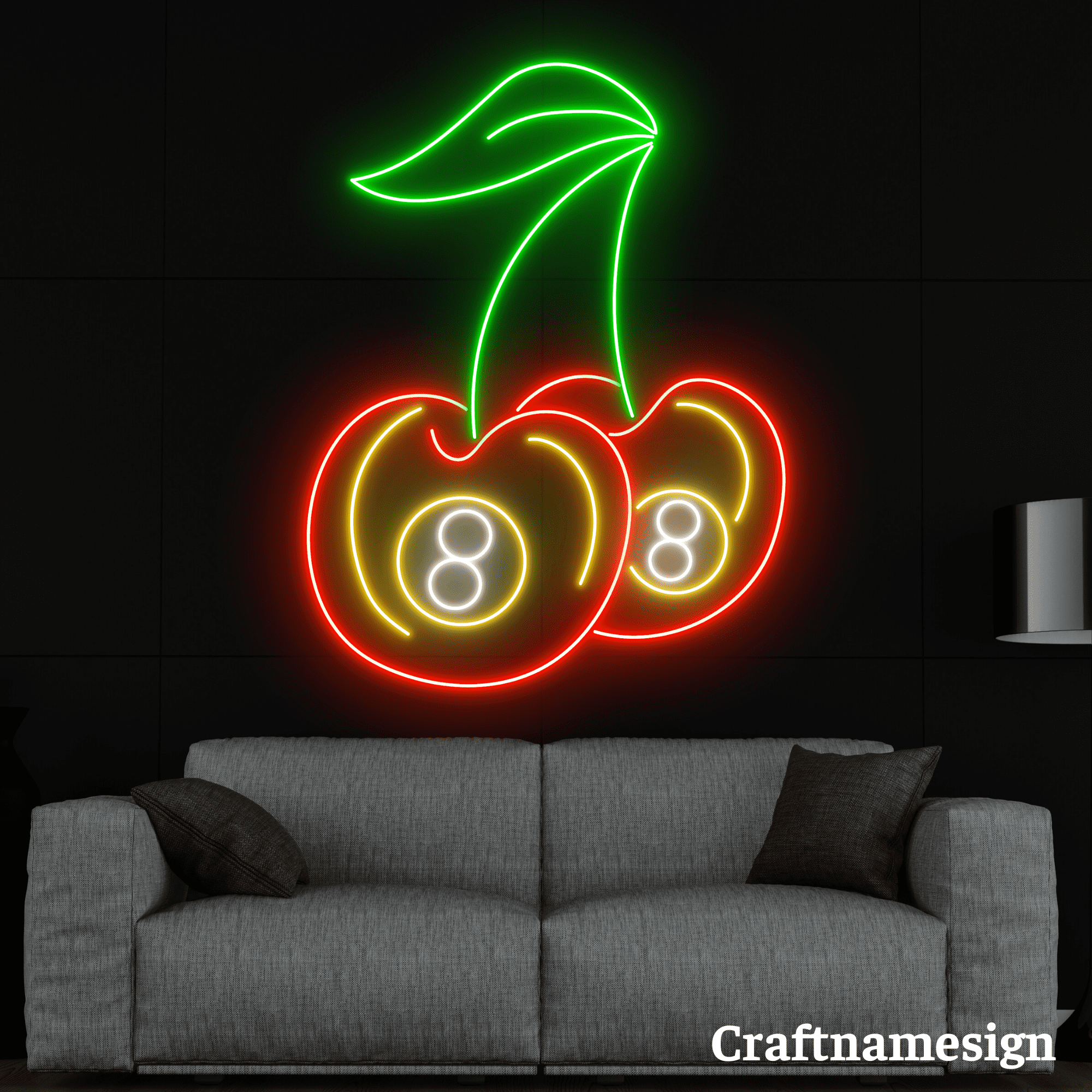Craftnamesign Cherry Billiard Ball Neon Sign for Billiard Club Pool ...