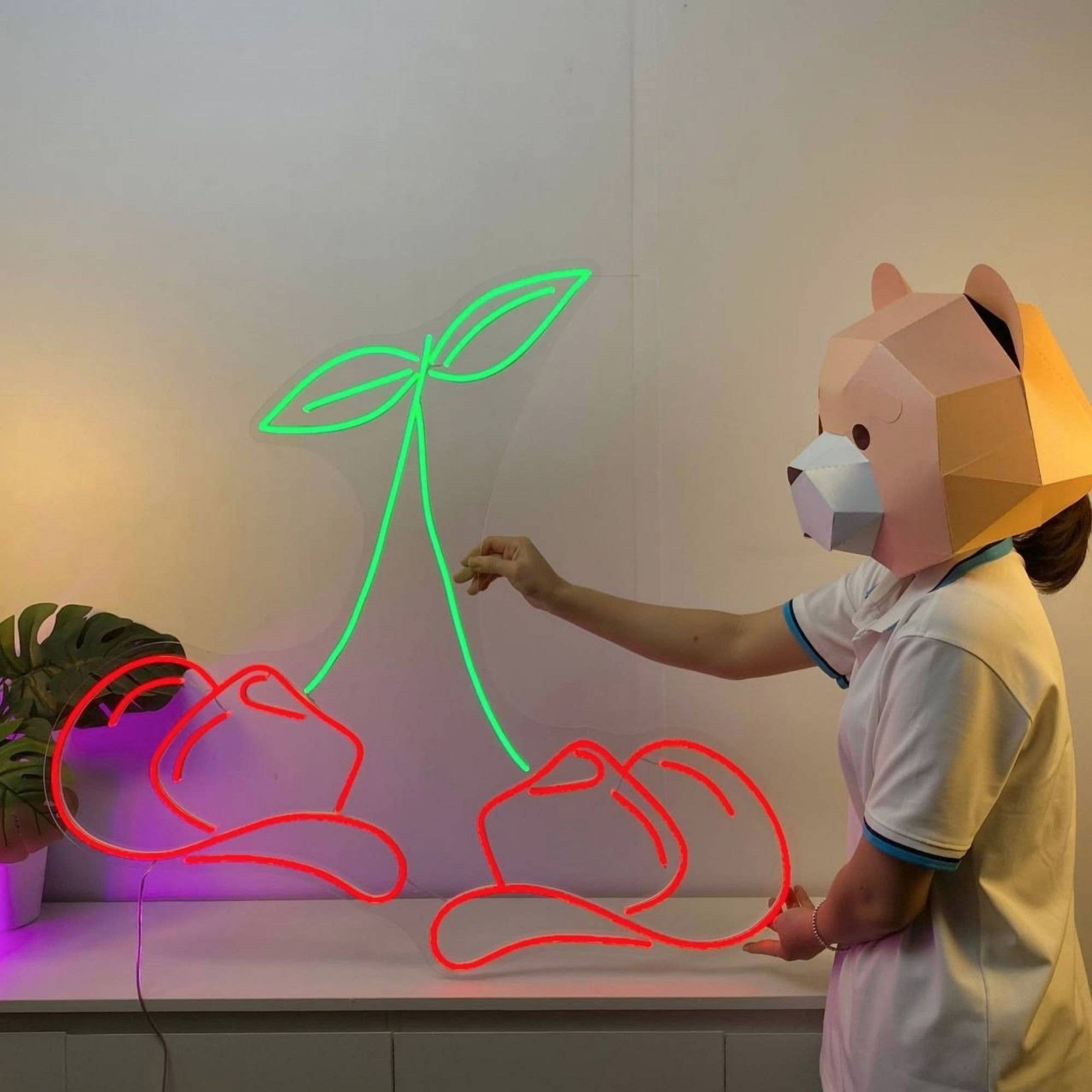 Craftnamesign Cherry Cowboy Hat Neon Light Wall Sign, Cowboy Led ...