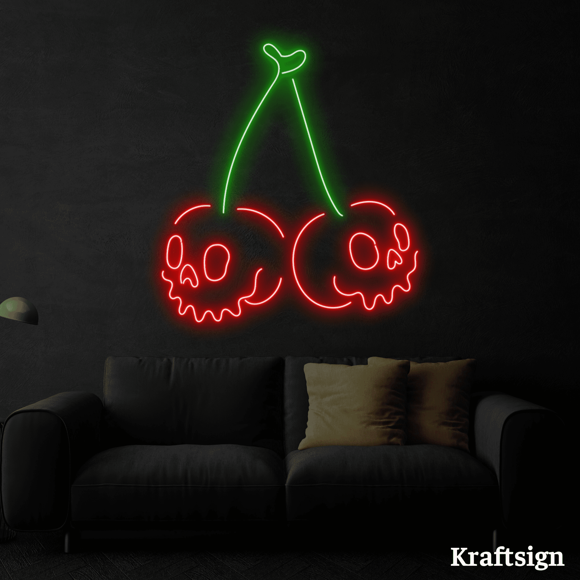 Craftnamesign Cherry Skull Head Neon Sign, Men Cave Decor, Cherry Shop ...