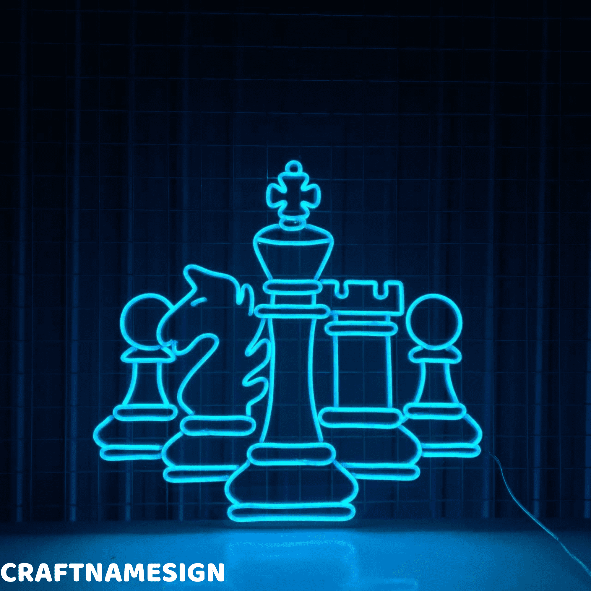 Craftnamesign Chess Neon Sign, Playing Chess Led Light, Chess Bishop ...