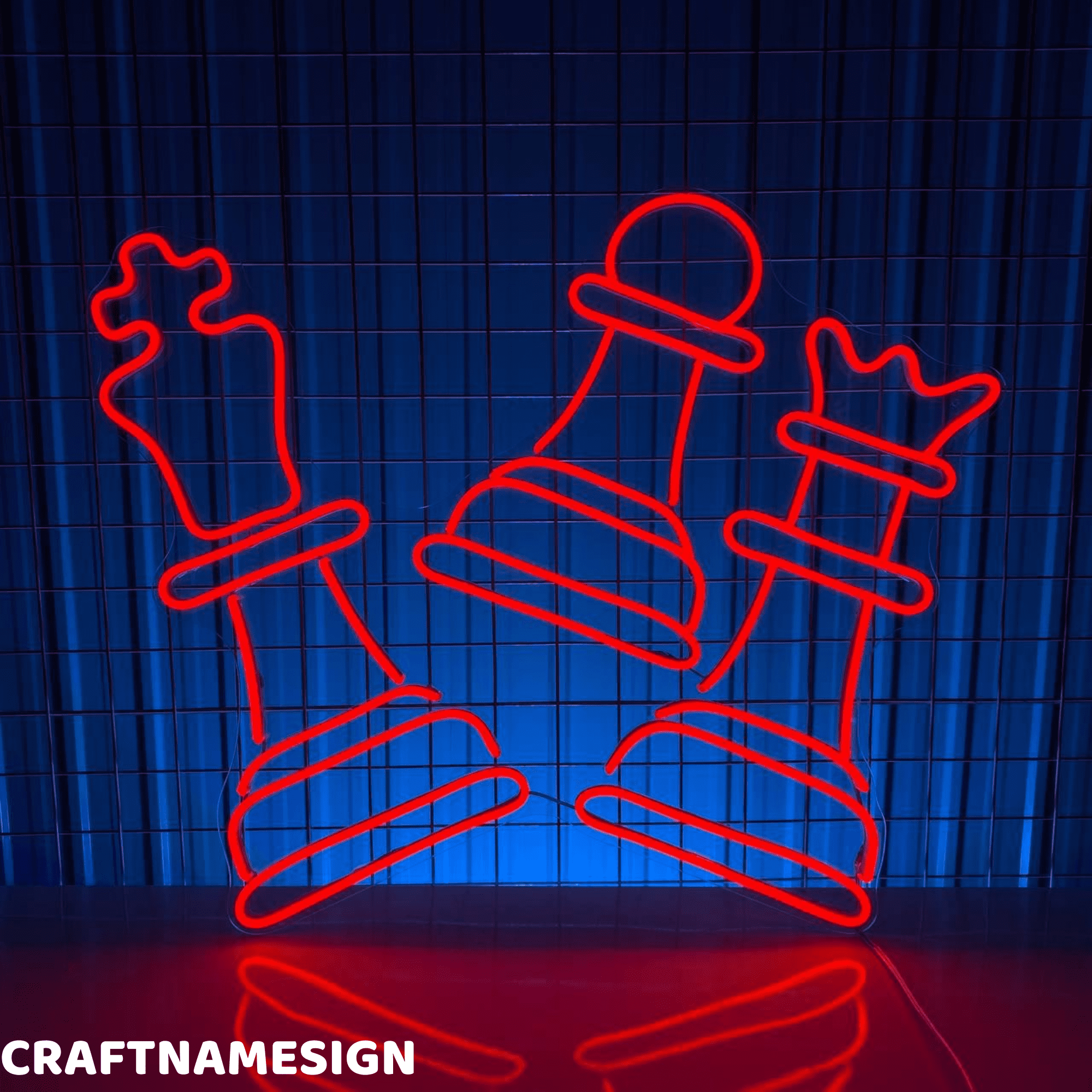 Craftnamesign Chess Pieces Neon Sign, Playing Chess Led Sign, Chess ...