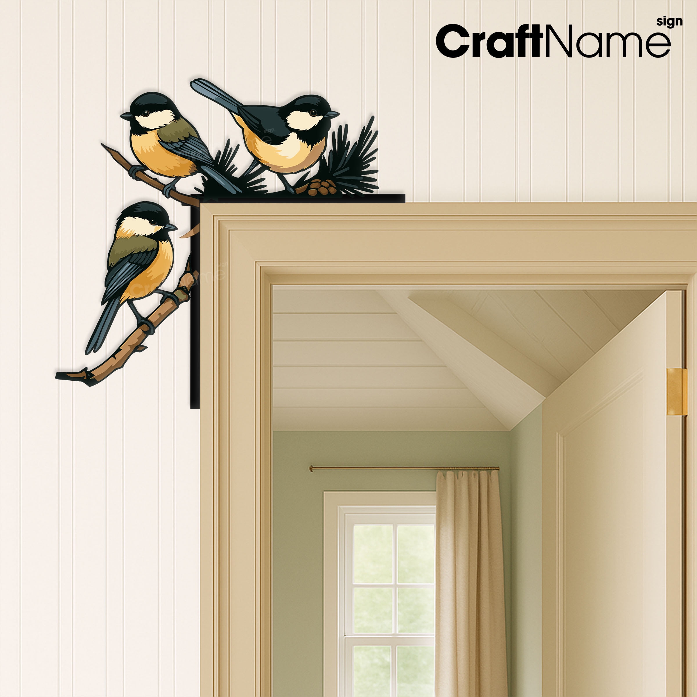 Craftnamesign Chickadee Metal Door Corner Wall Art, Bedroom Door Decor ...