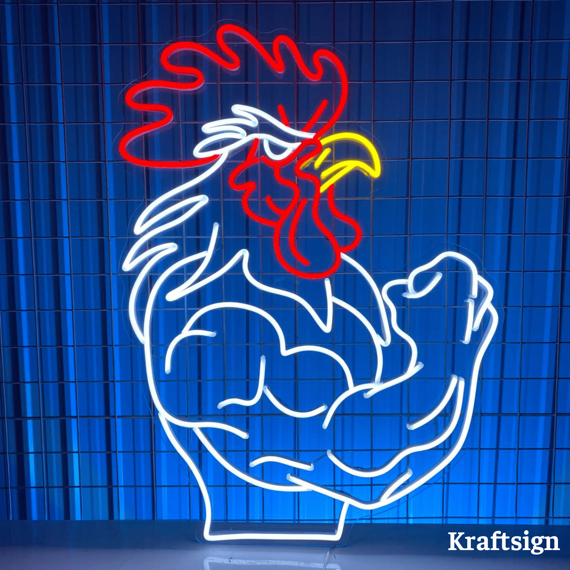 Craftnamesign Chicken Hefty Neon Sign, Gym Room LED Sign, Men Cave ...