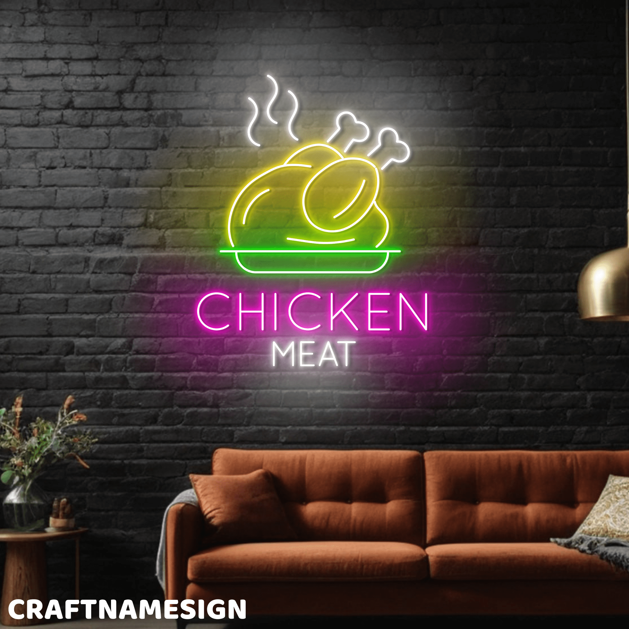 Craftnamesign Chicken Meat Neon Light For Chicken Shop Restaurant Wall ...
