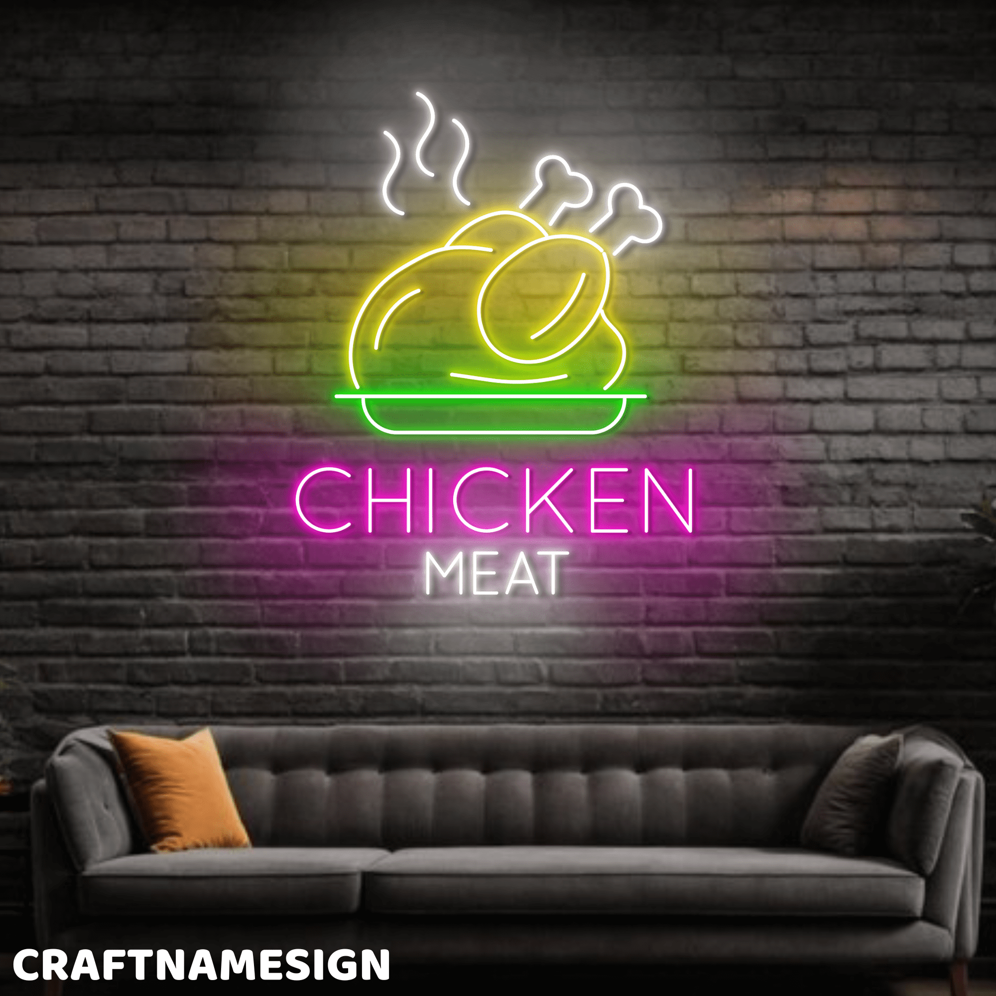 Craftnamesign Chicken Meat Neon Light For Chicken Shop Restaurant Wall ...
