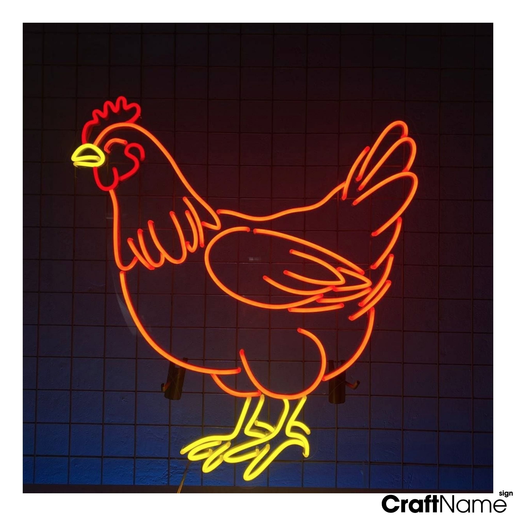 Craftnamesign Chicken Neon Light Wall Art For Food Store Restaurant ...