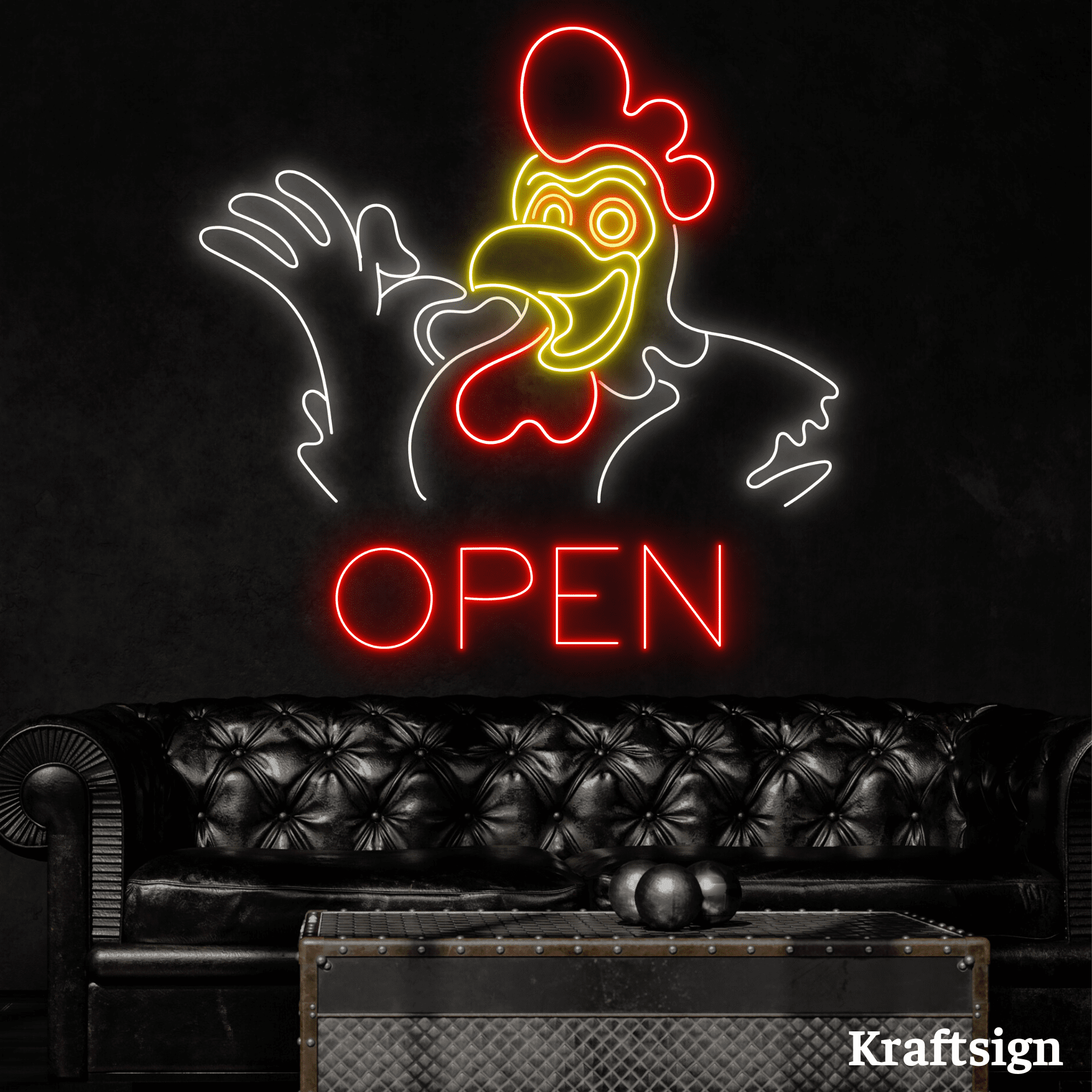 Craftnamesign Chicken Neon Sign, Chicken Store Decor, Rooster Neon Sign ...