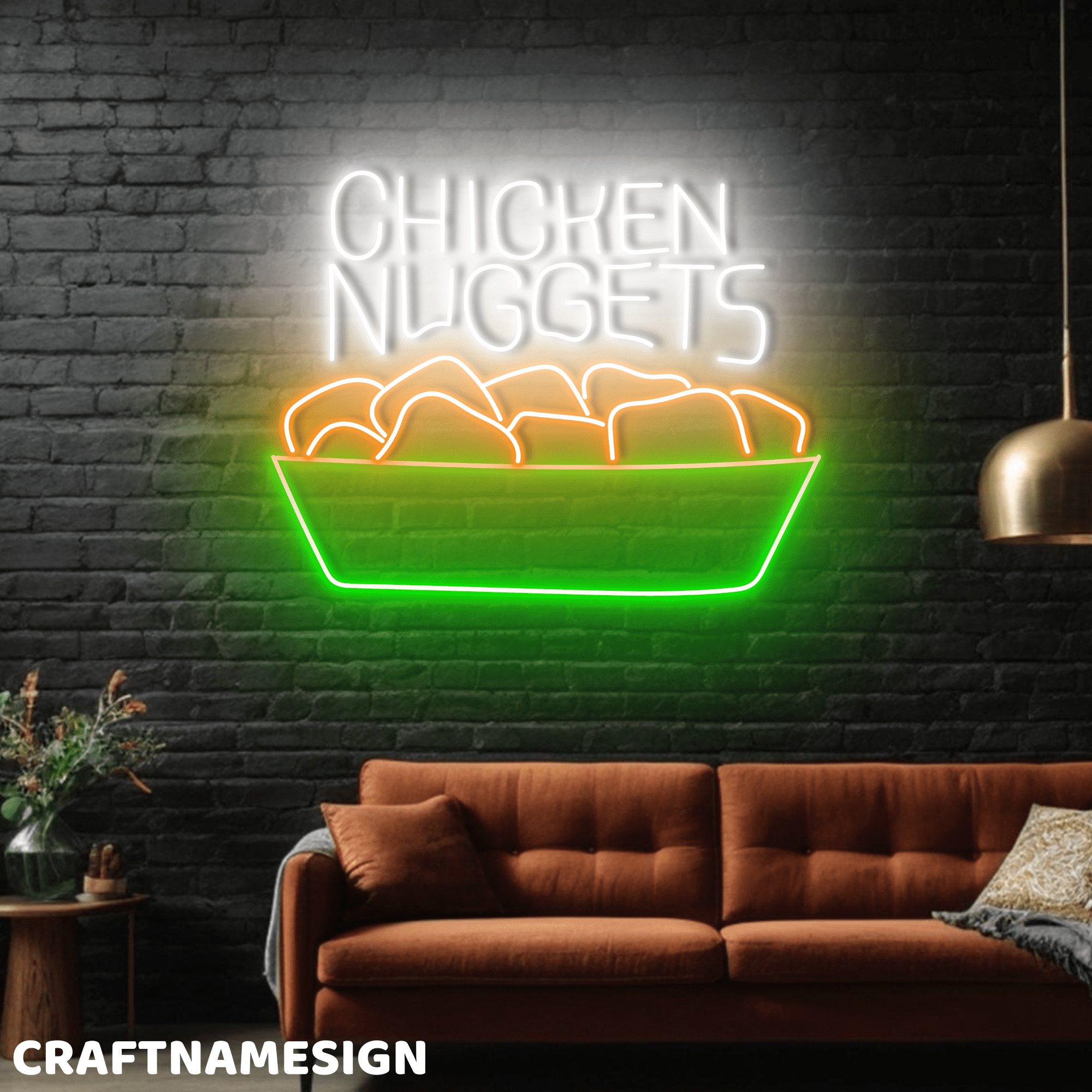 Craftnamesign Chicken Nuggets Neon Sign, Chicken Fries Wall Art, Fast ...
