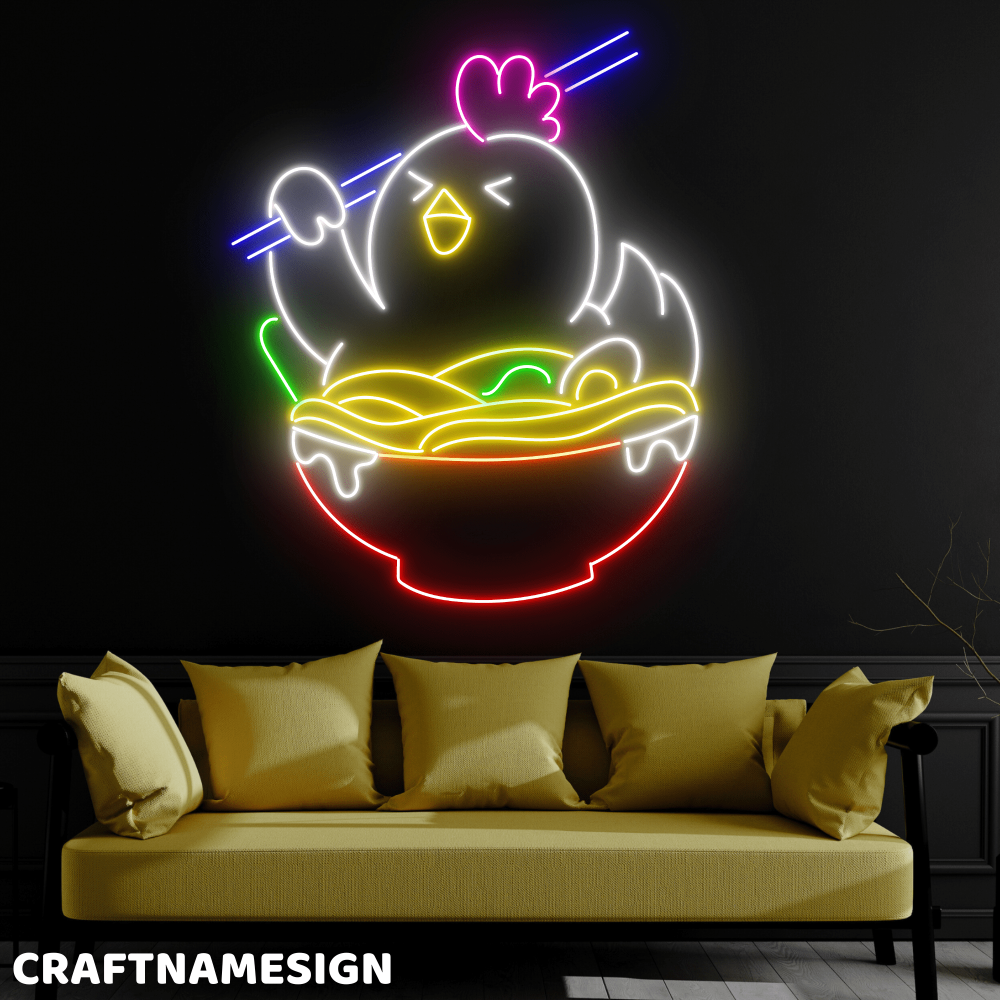 Craftnamesign Chicken Ramen Neon Sign, Japanese Food Wall Sign ...