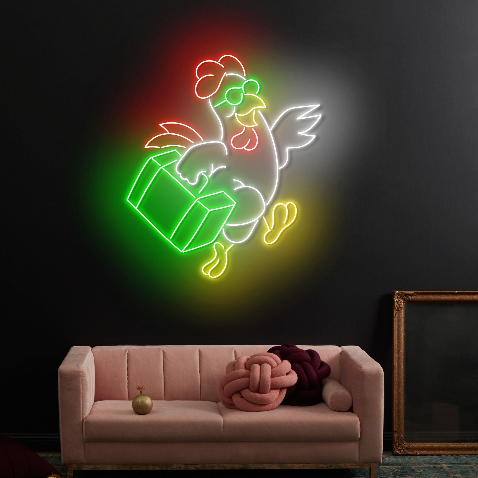 Craftnamesign Chicken Traveling Neon Light, Chicken Wall Art, Funny Chicken Led Sign Wall Decor ...