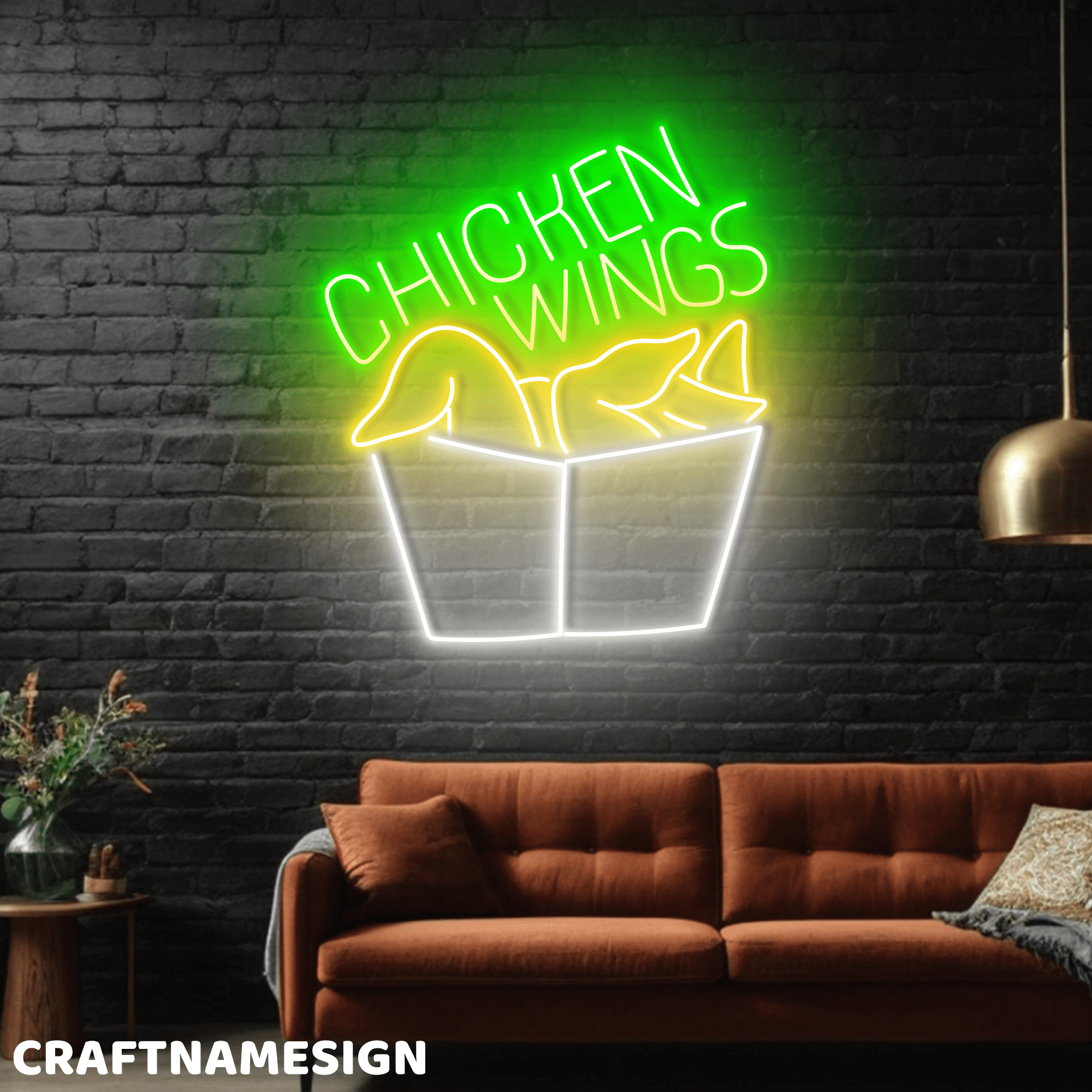 Craftnamesign Chicken Wings Neon Sign, Chicken Fries Wall Art, Fast ...