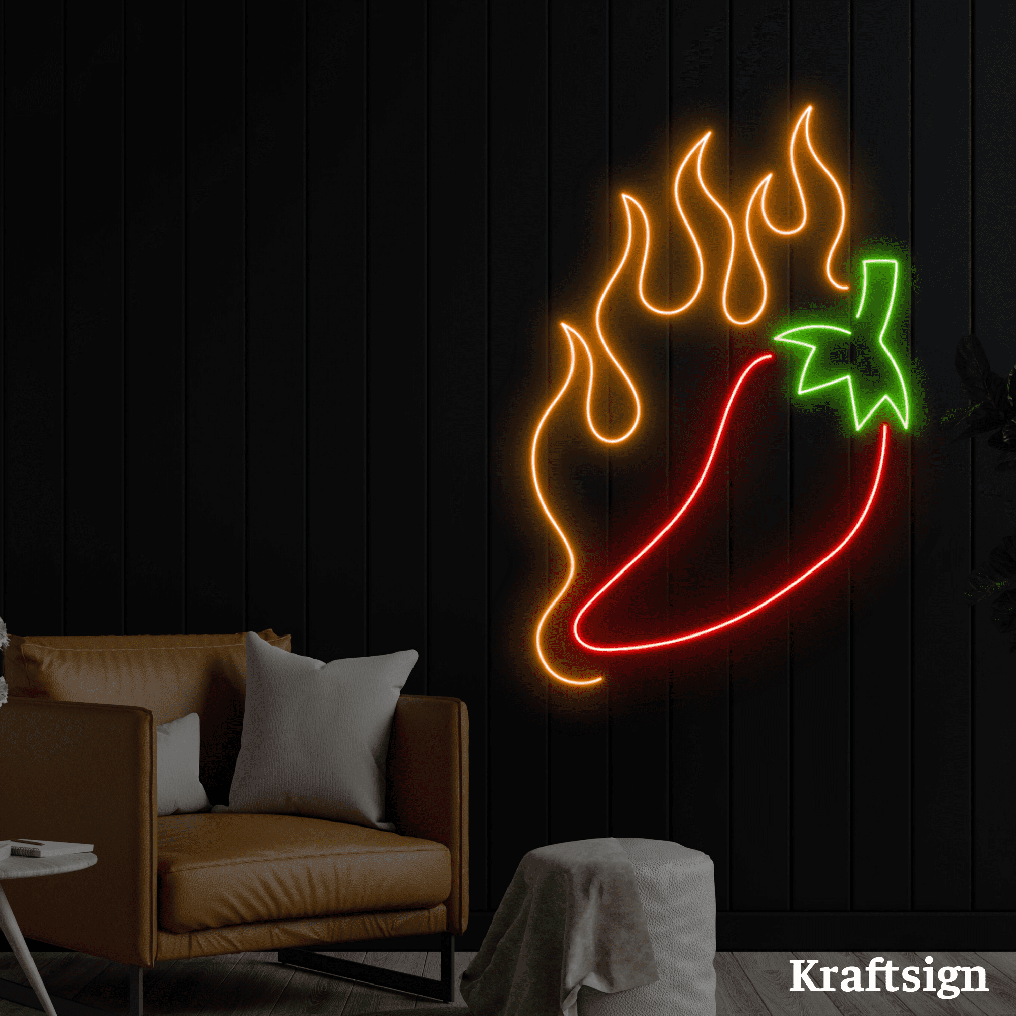 Craftnamesign Chili Pepper Fire Neon Sign, Kitchen Art, Restaurant ...