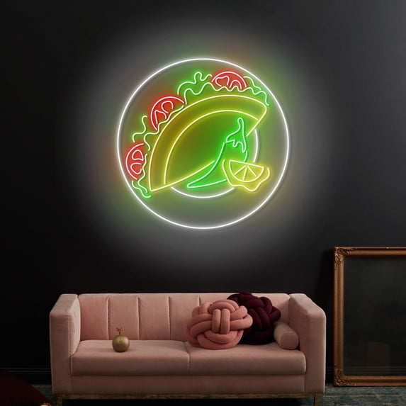Craftnamesign Chili Taco LED Light Wall Decor, Mexican Tacos Restaurant ...