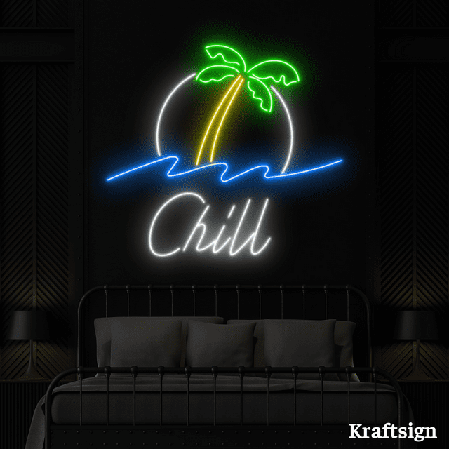 Craftnamesign Chill Neon LED Sign, Beach Club Decor, Bedroom Wall Art ...
