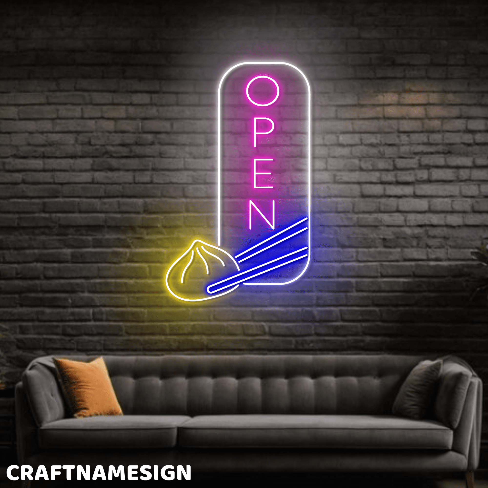 Craftnamesign Chinese Dumpling Open Neon Sign, Welcome Sign For Dimsum ...