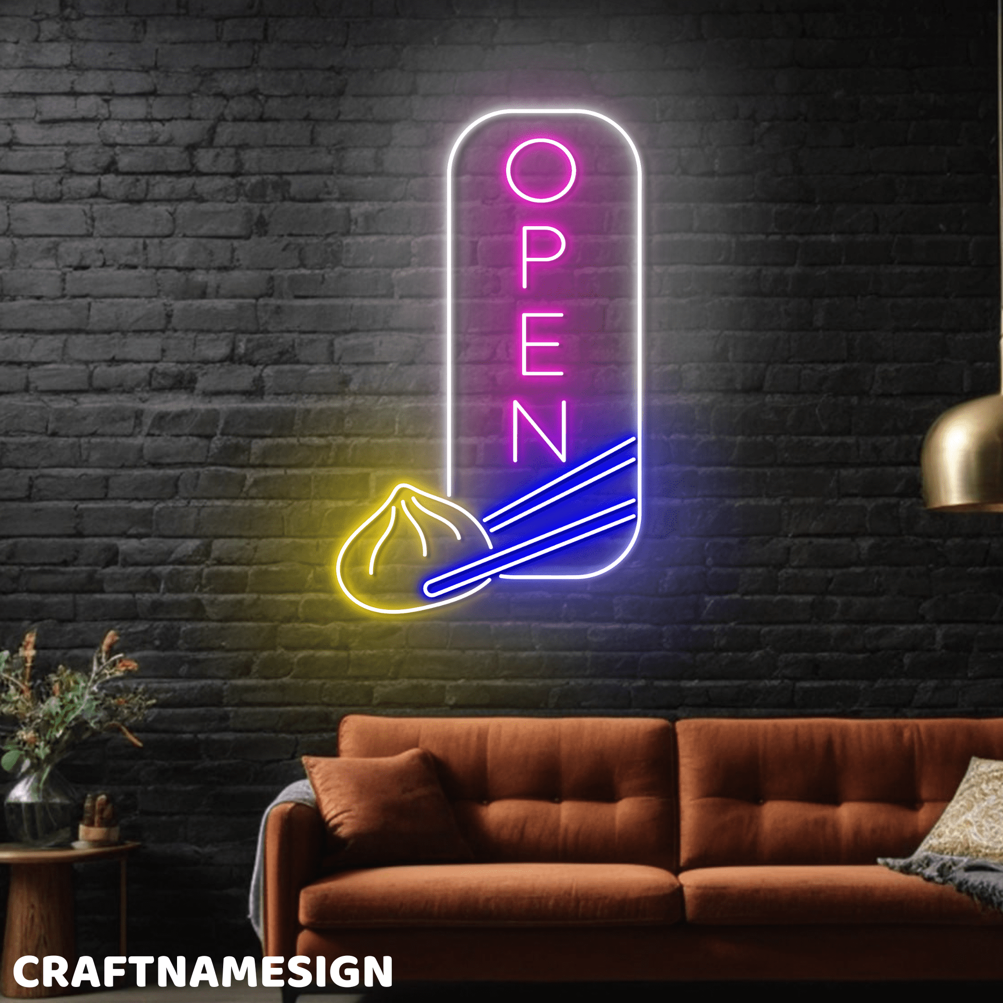 Craftnamesign Chinese Dumpling Open Neon Sign, Welcome Sign For Dimsum ...