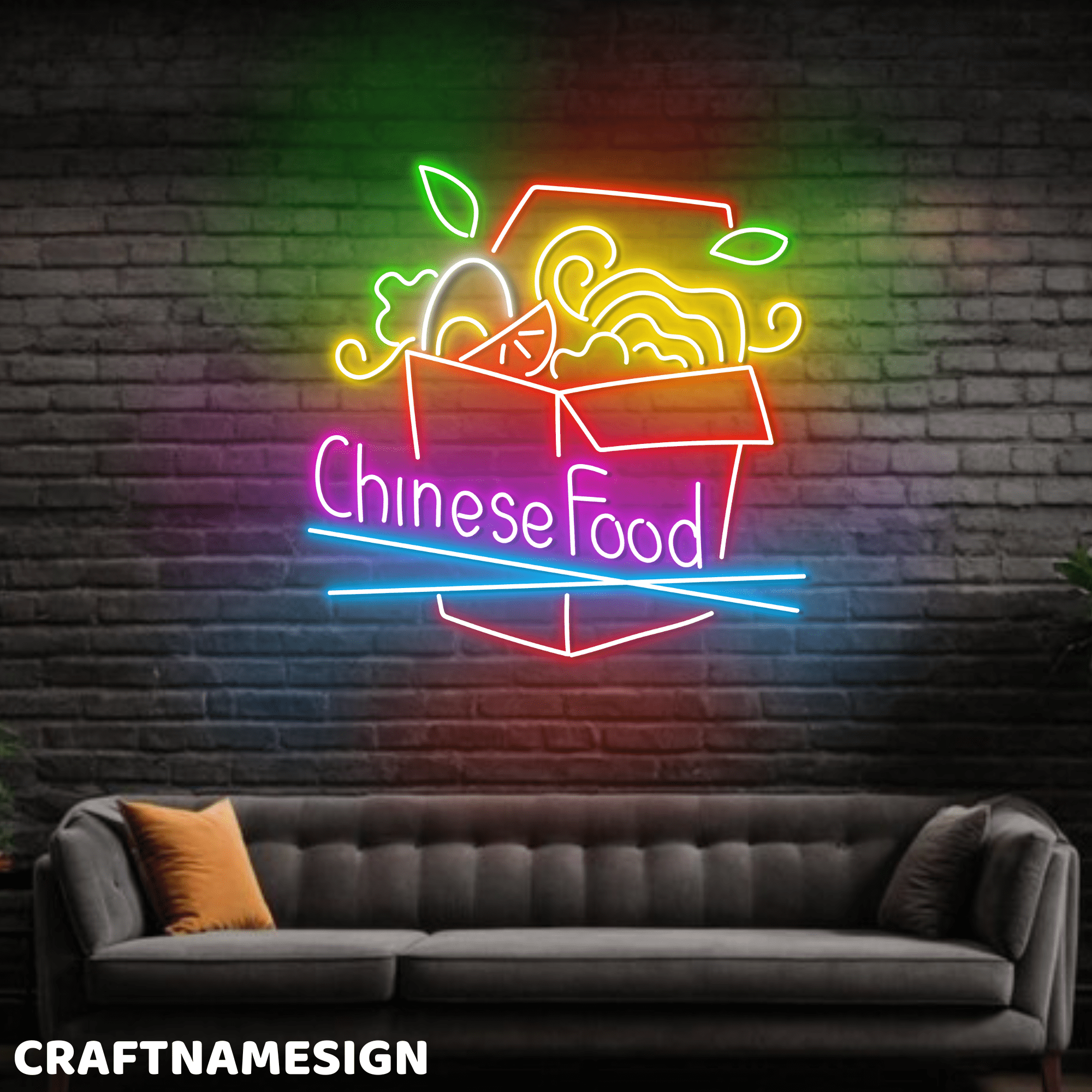 Craftnamesign Chinese Food Dish Neon Sign For Noodle Restaurant Wall ...