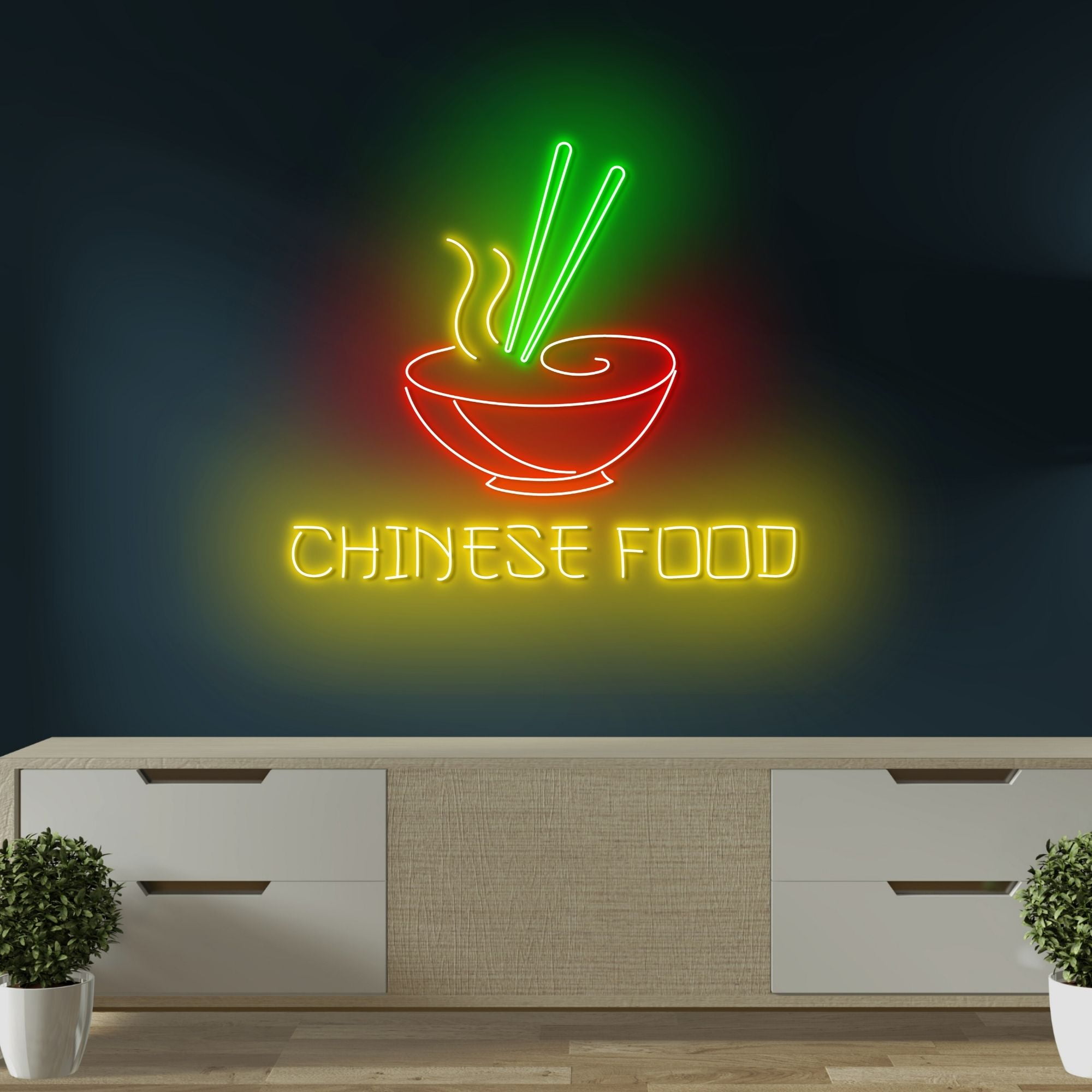 Craftnamesign Chinese Food Neon Sign, Open LED Light Up Wall Art ...