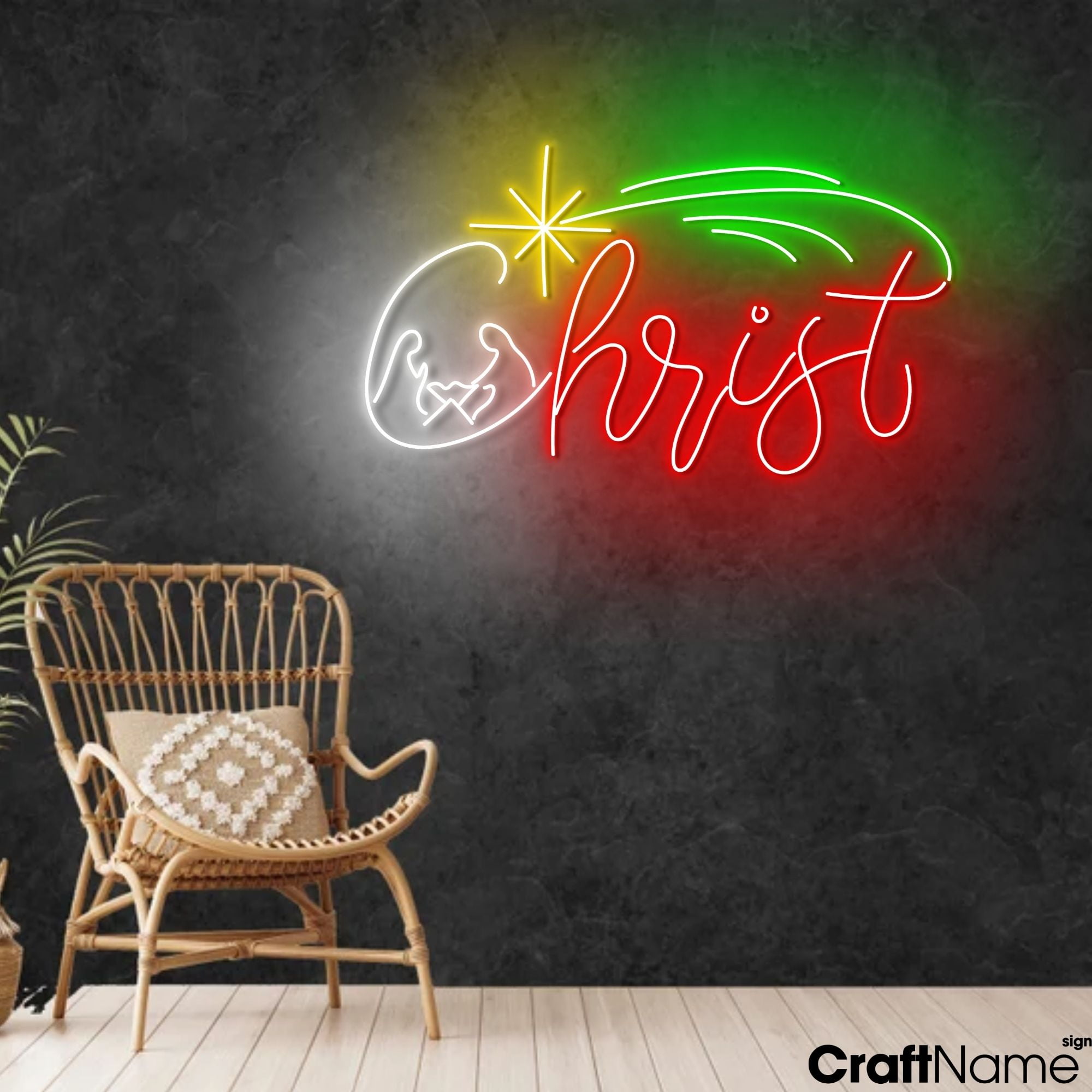 Craftnamesign Christ LED Light, Nativity Neon Sign, Jesus Birthday Wall ...