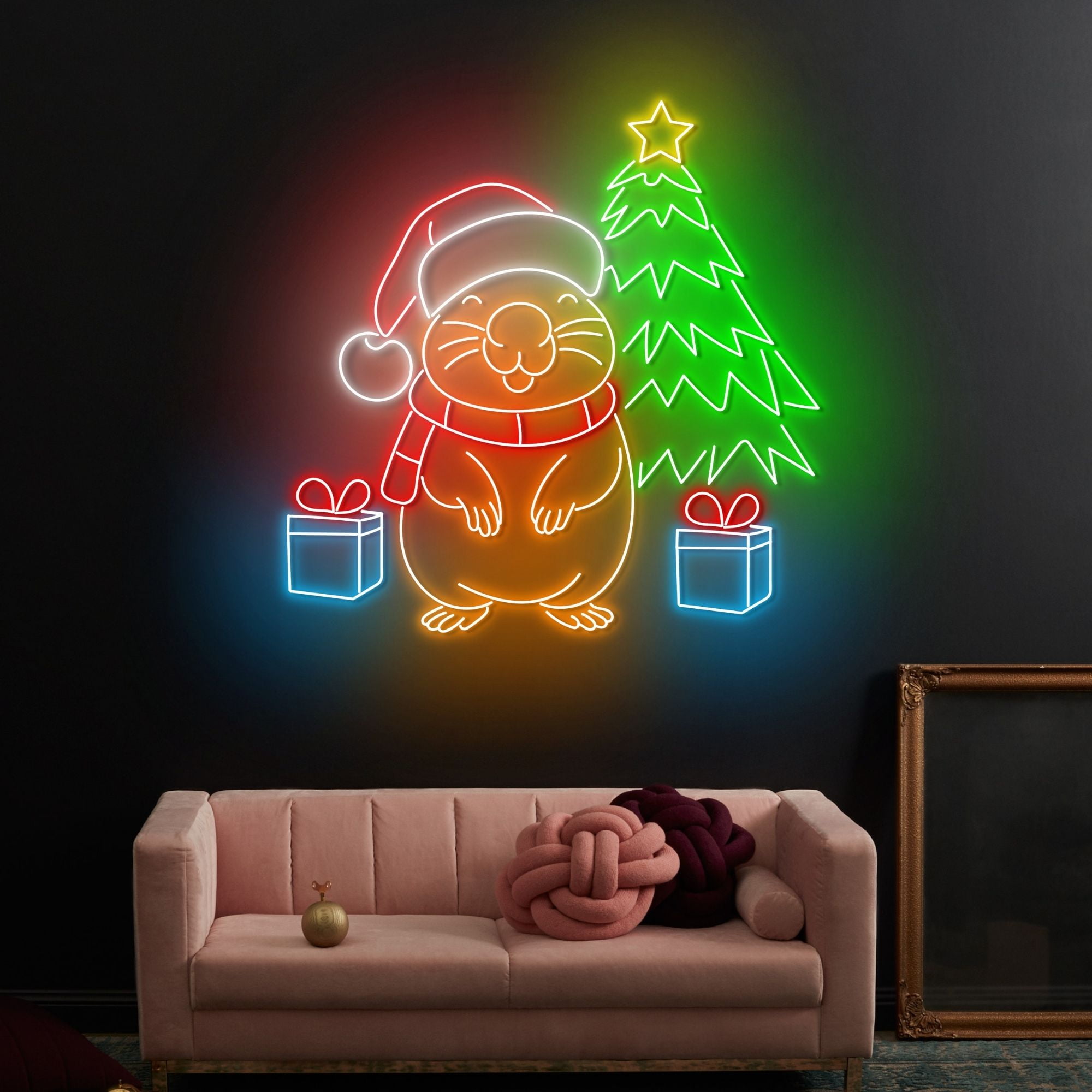 Craftnamesign Christmas Capy Neon Light, Capybara Xmas LED Sign ...