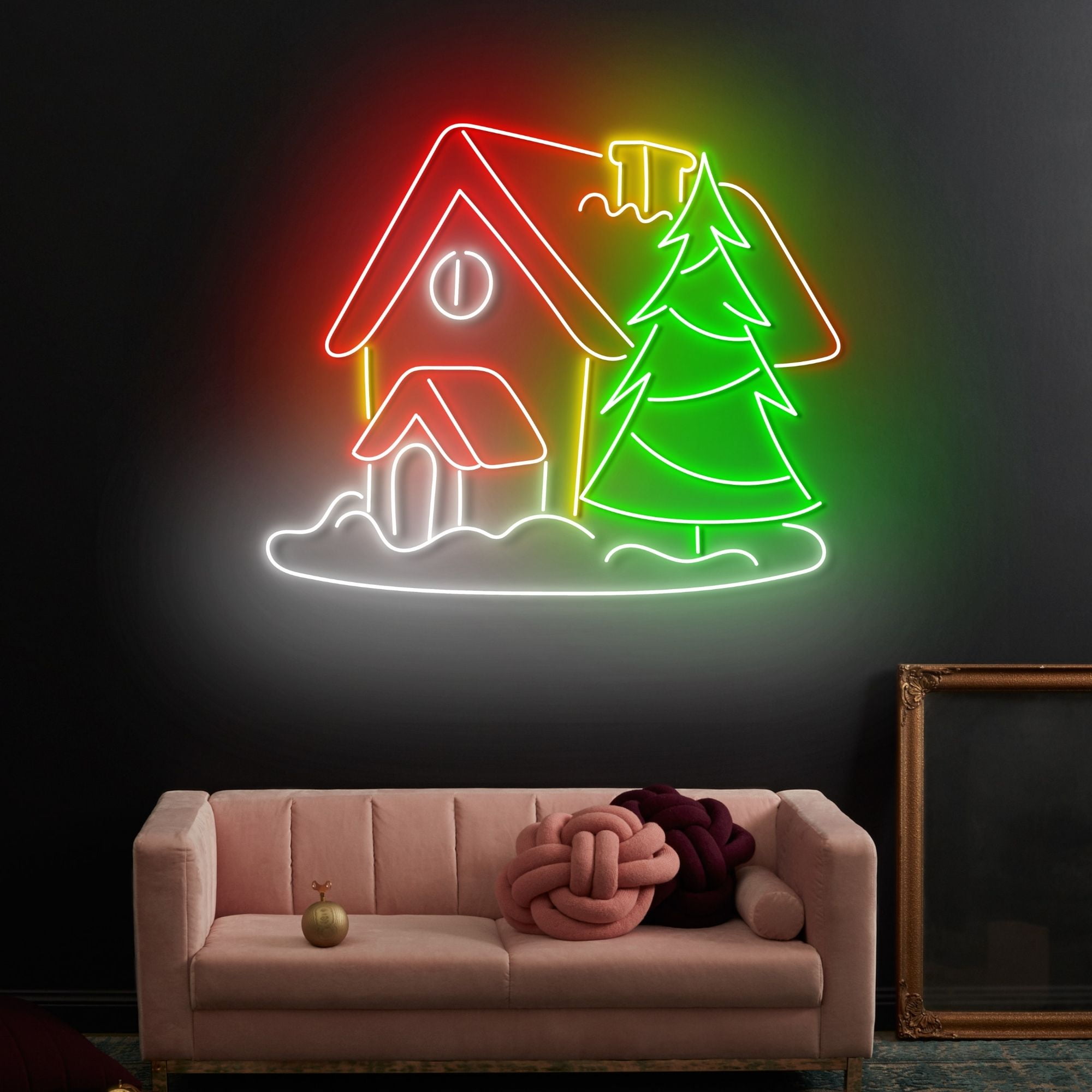 Craftnamesign Christmas House Neon Light Wall Art, Christmas Home LED ...