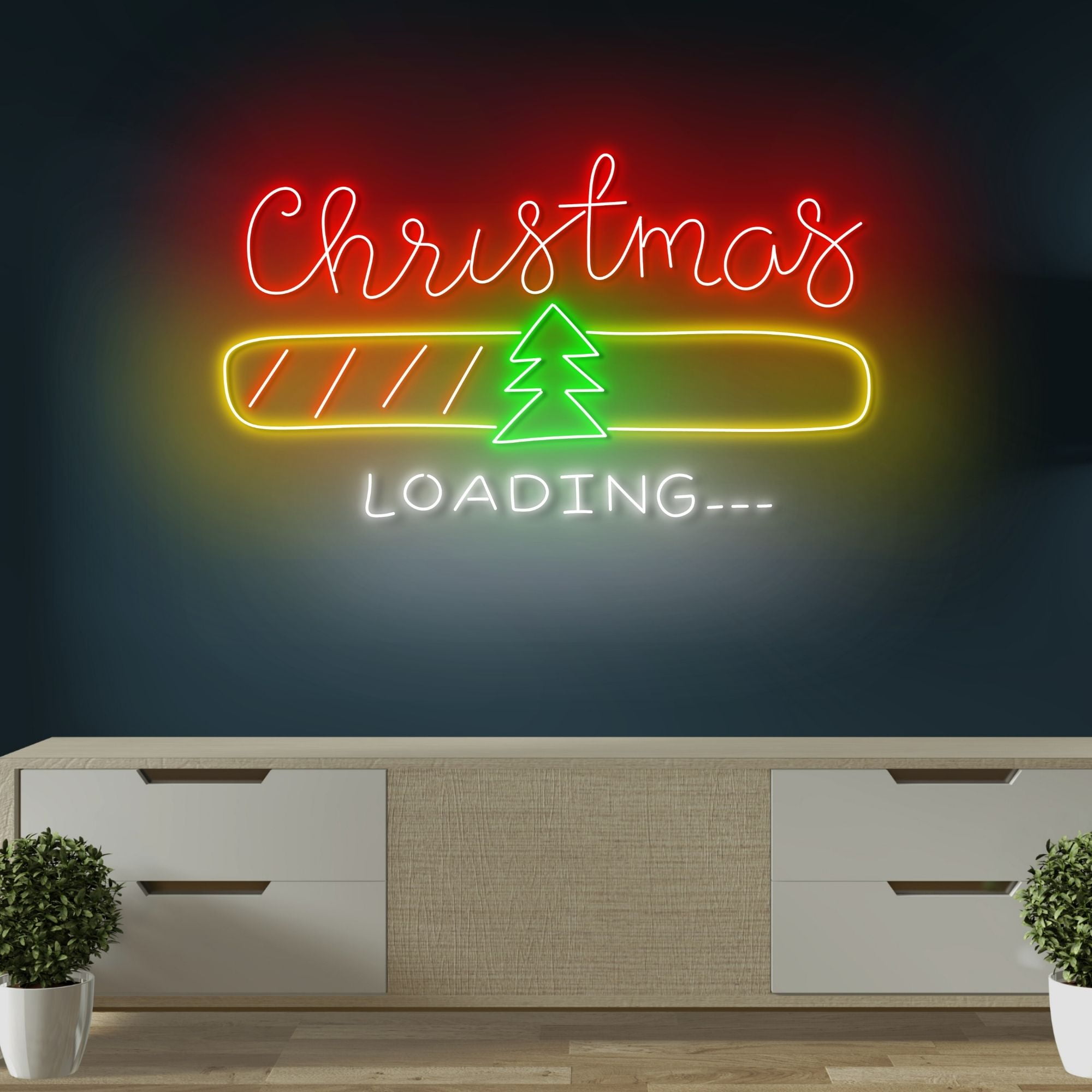 Craftnamesign Christmas Loading Neon Sign Wall Art, Xmas LED Light ...