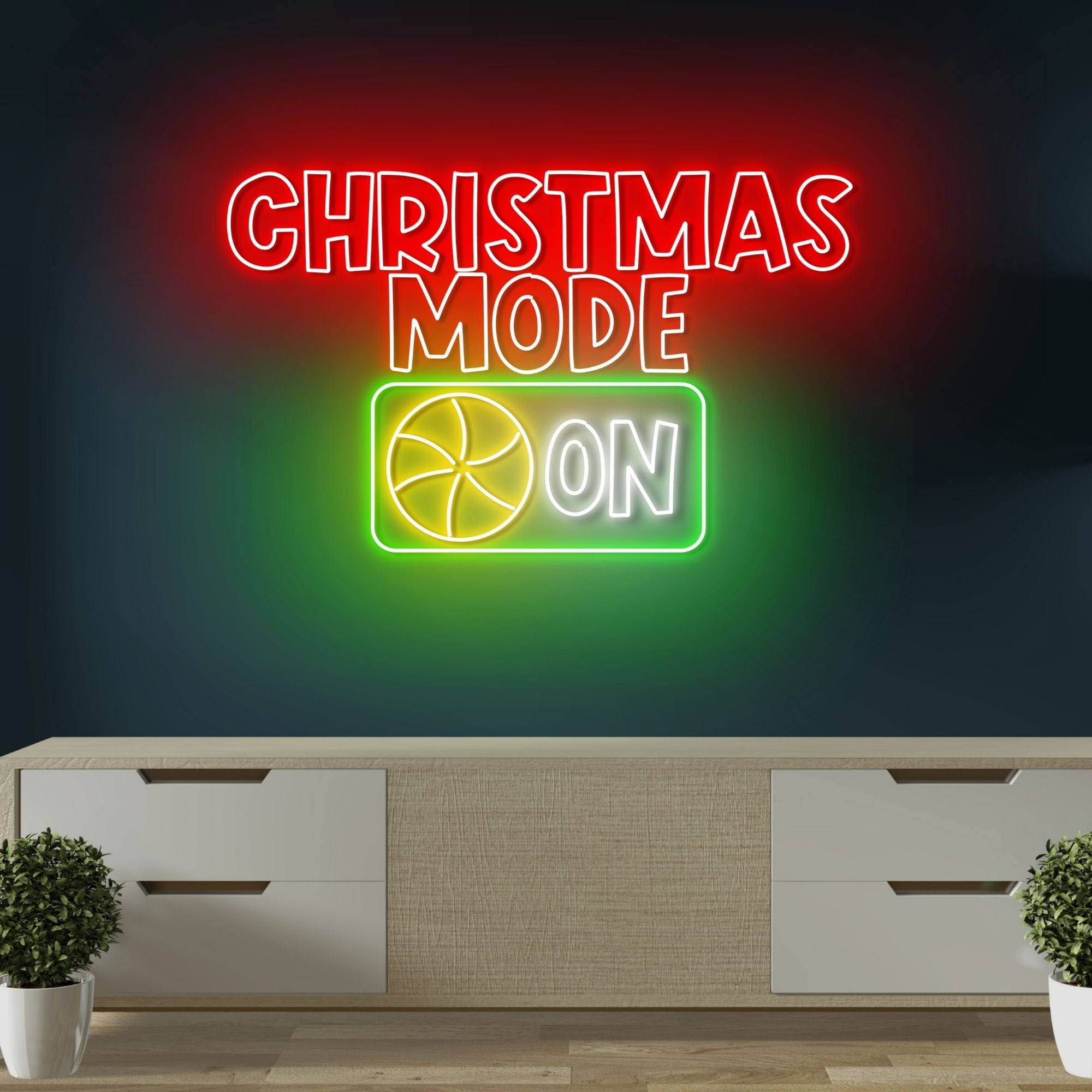 Craftnamesign Christmas Mode On Neon Light Wall Art, Christmas Light Up ...