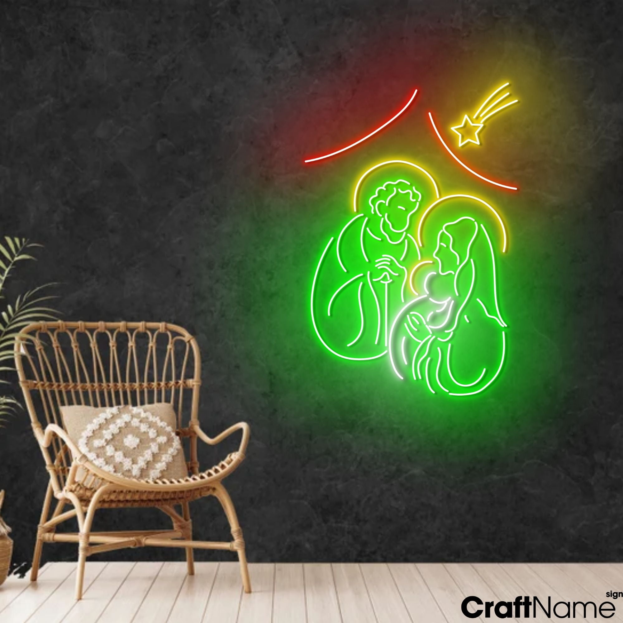 Craftnamesign Christmas Nativity Scene Holy Neon Sign, Xmas LED Light ...