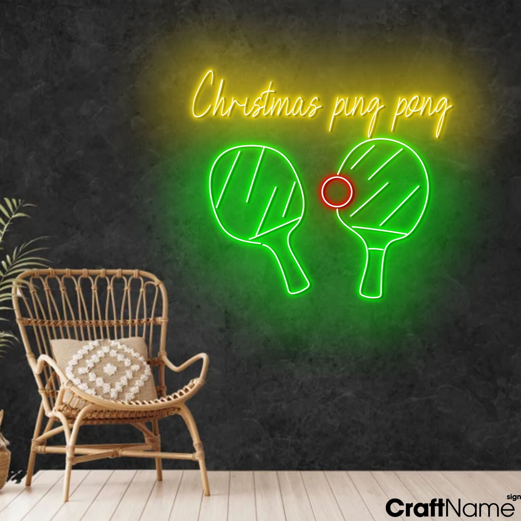 Craftnamesign Christmas Ping Pong LED Sign, Tennis Table Wall Art ...