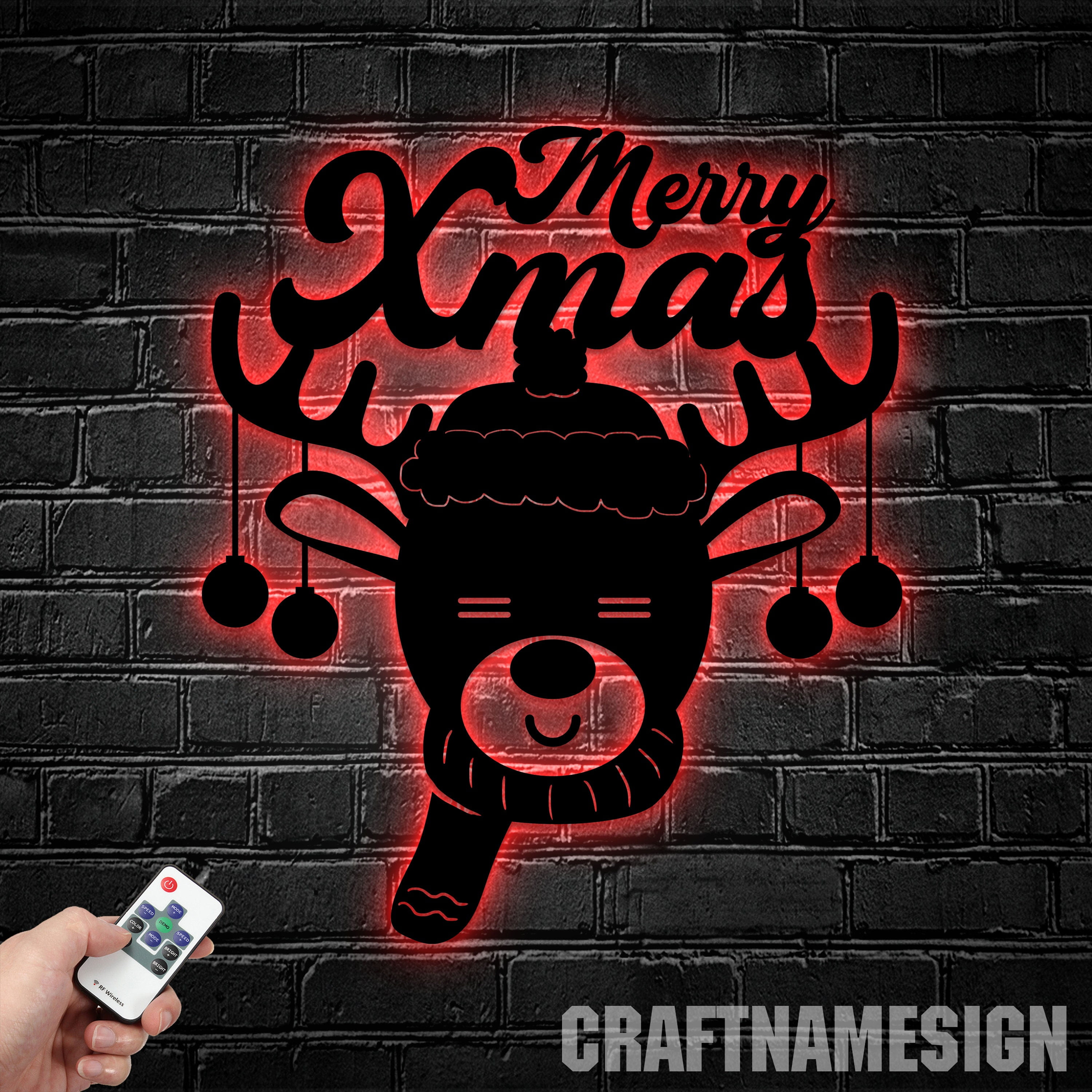 Craftnamesign Christmas Reindeer Metal Wall Art, Christmas Deer Sign ...