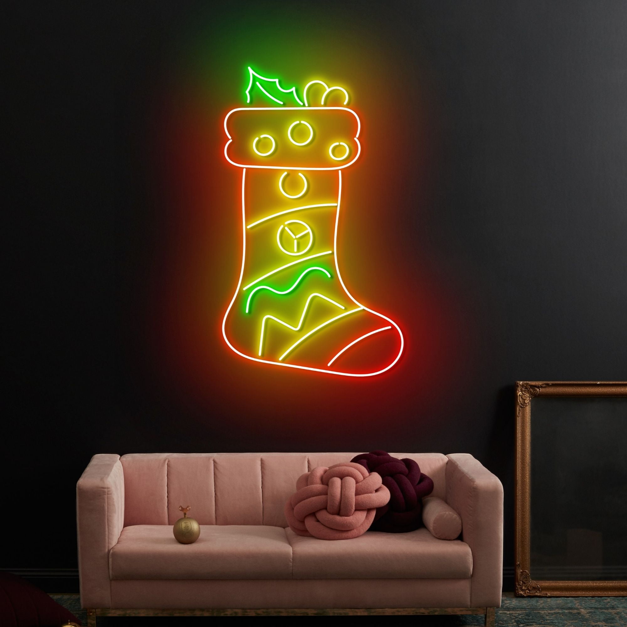 Craftnamesign Christmas Sock Neon LED Sign, Xmas Sock Wall Art, Sock ...