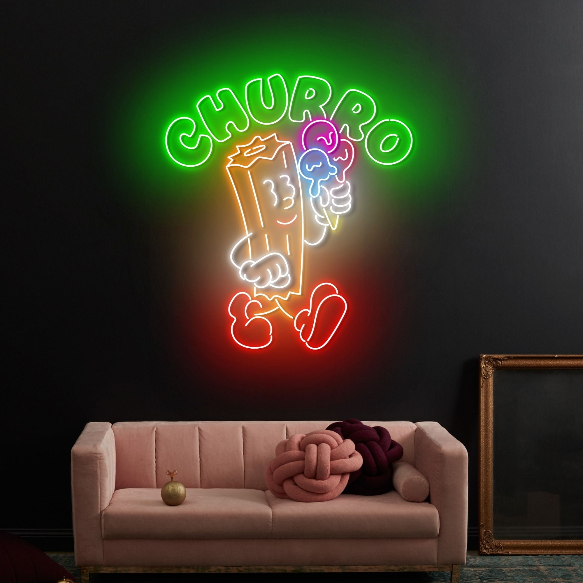 Craftnamesign Churro Ice Cream Neon Sign Art, Funny Churros LED Light ...