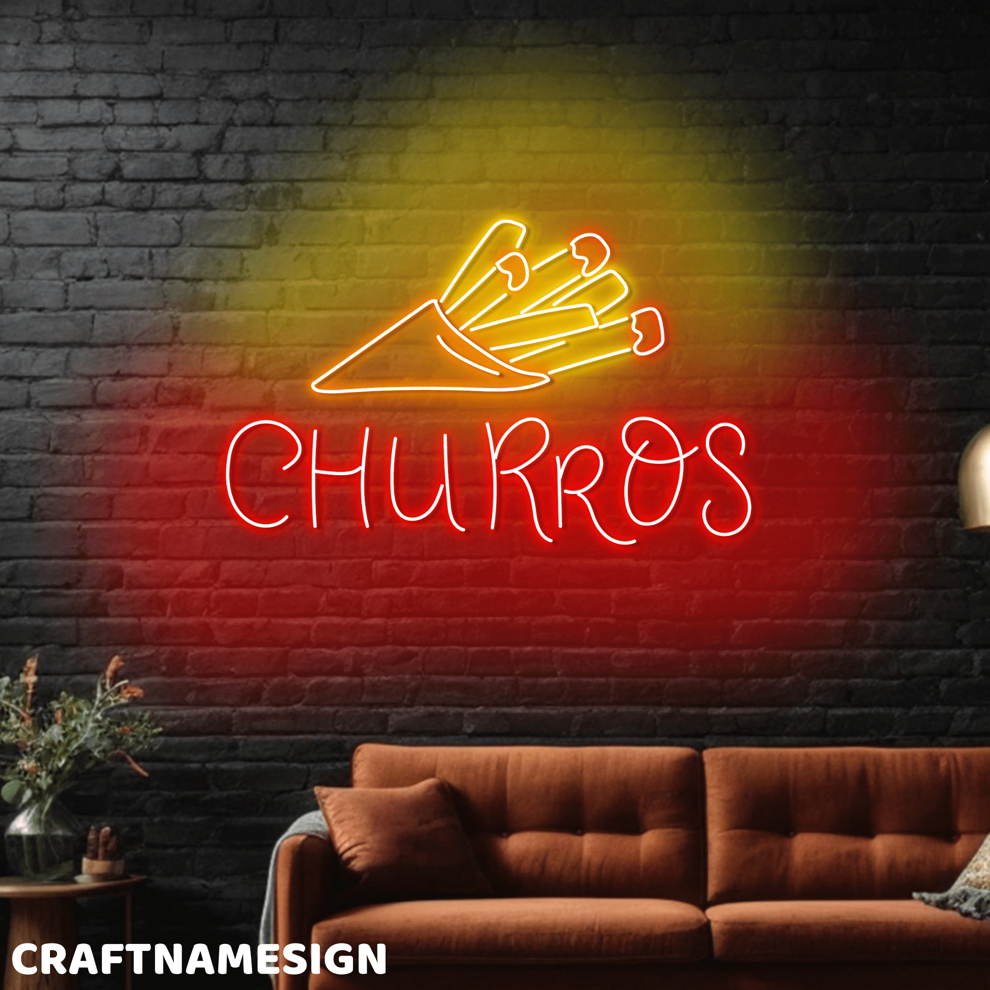Craftnamesign Churros Neon Sign, Restaurant Wall Sign, Open Sign Wall ...