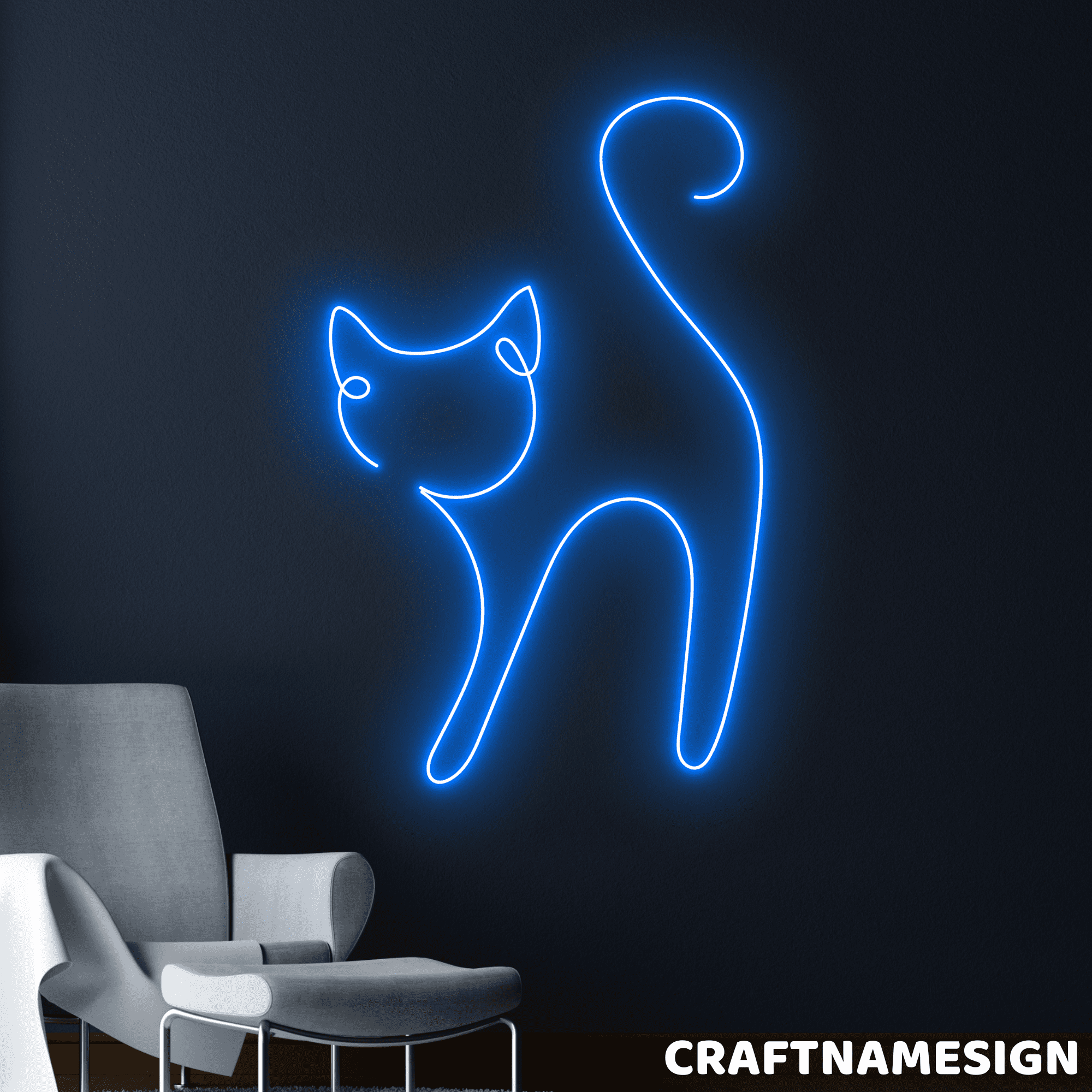 Craftnamesign Classy Cat Neon Sign, Pet Spa Wall Art, Line Art Coffee ...