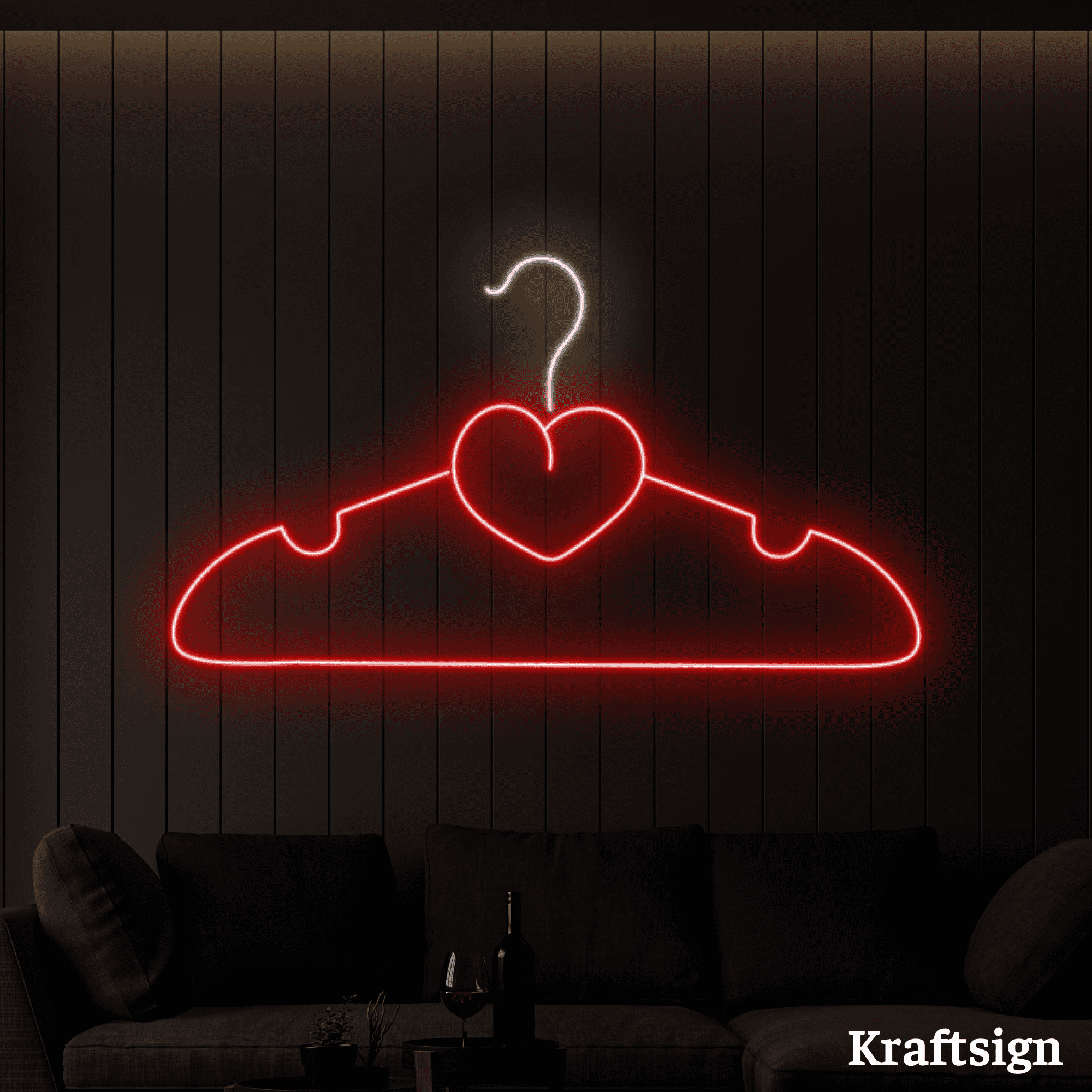 Craftnamesign Clothes Hanger Heart Neon Led Sign Clothes Shop Decor