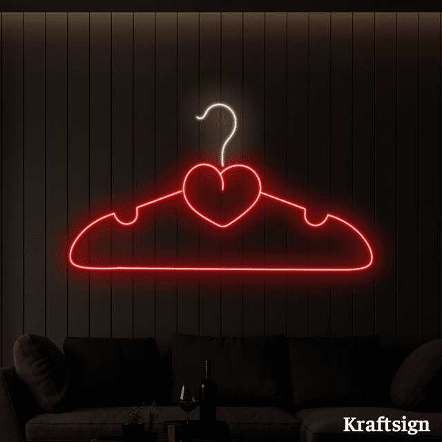 Craftnamesign Clothes Hanger Heart Neon LED Sign, Clothes Shop Decor ...