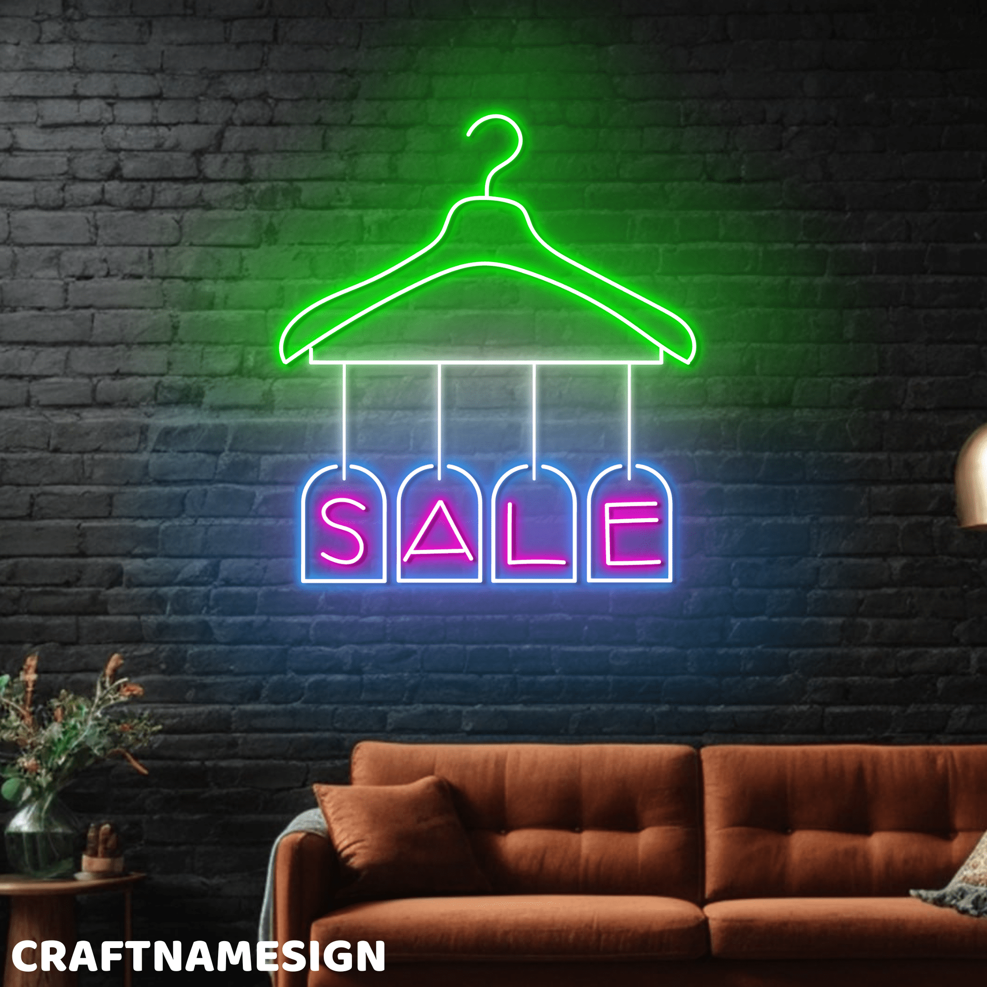 Craftnamesign Clothing Sale Neon Sign, Clothing Store Wall Art, Clothes ...