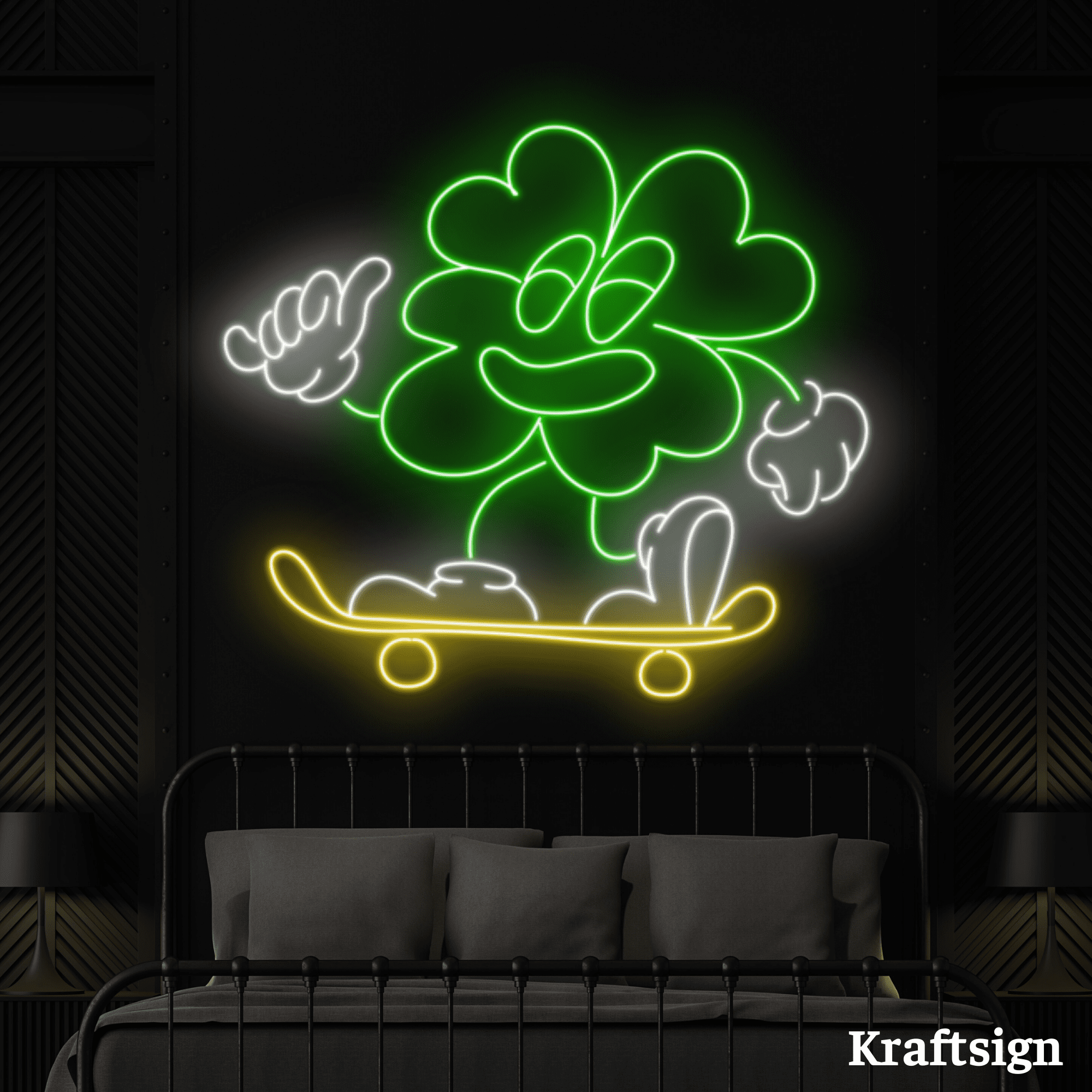 Craftnamesign Clover Leaf Neon Sign, Skate Shop Decor, St. Patrick Day ...