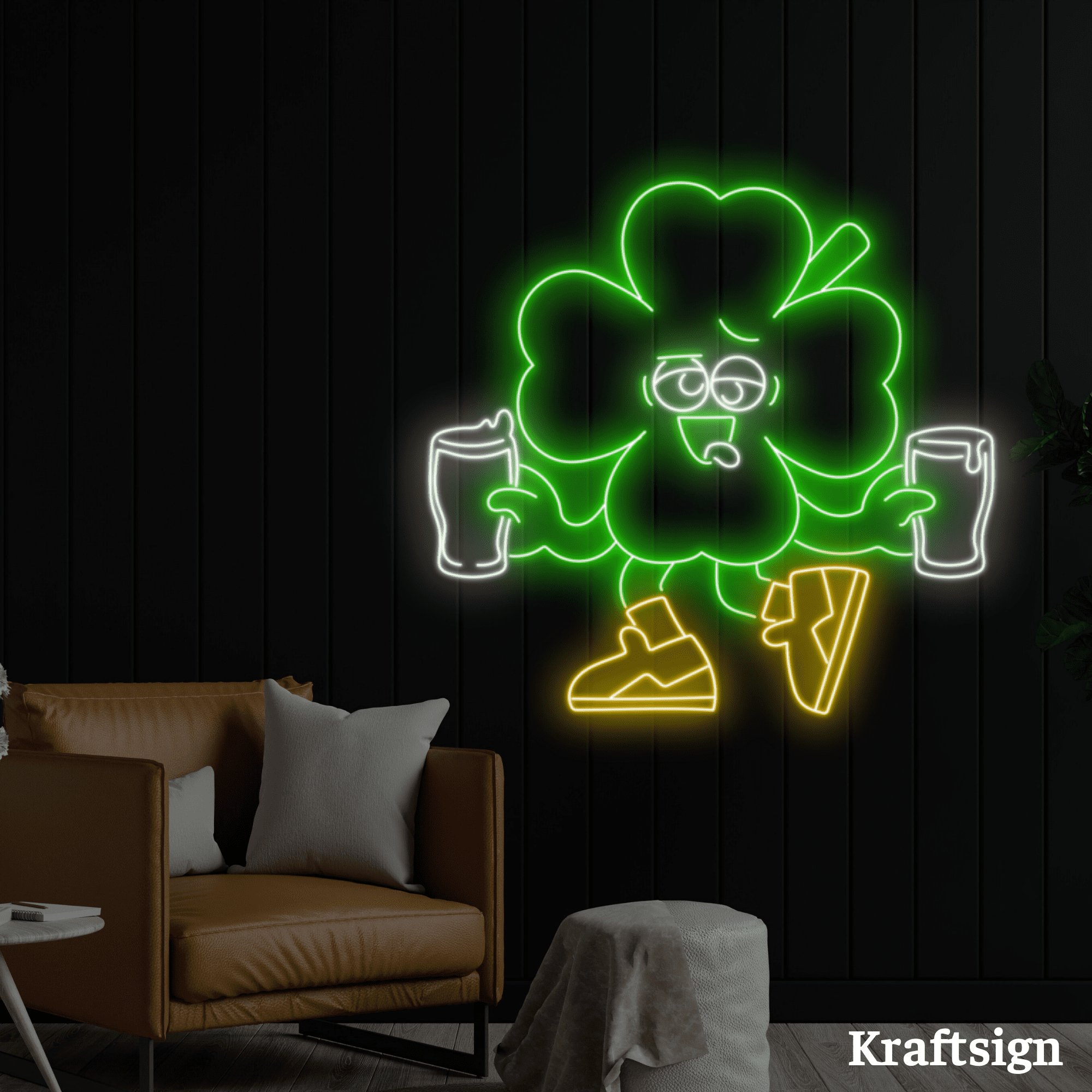 Craftnamesign Clover Leaf Neon Sign, St.Patrick Day Decor, Restaurant ...