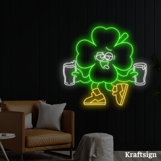 Craftnamesign Clover Leaf Neon Sign, St.Patrick Day Decor, Restaurant ...
