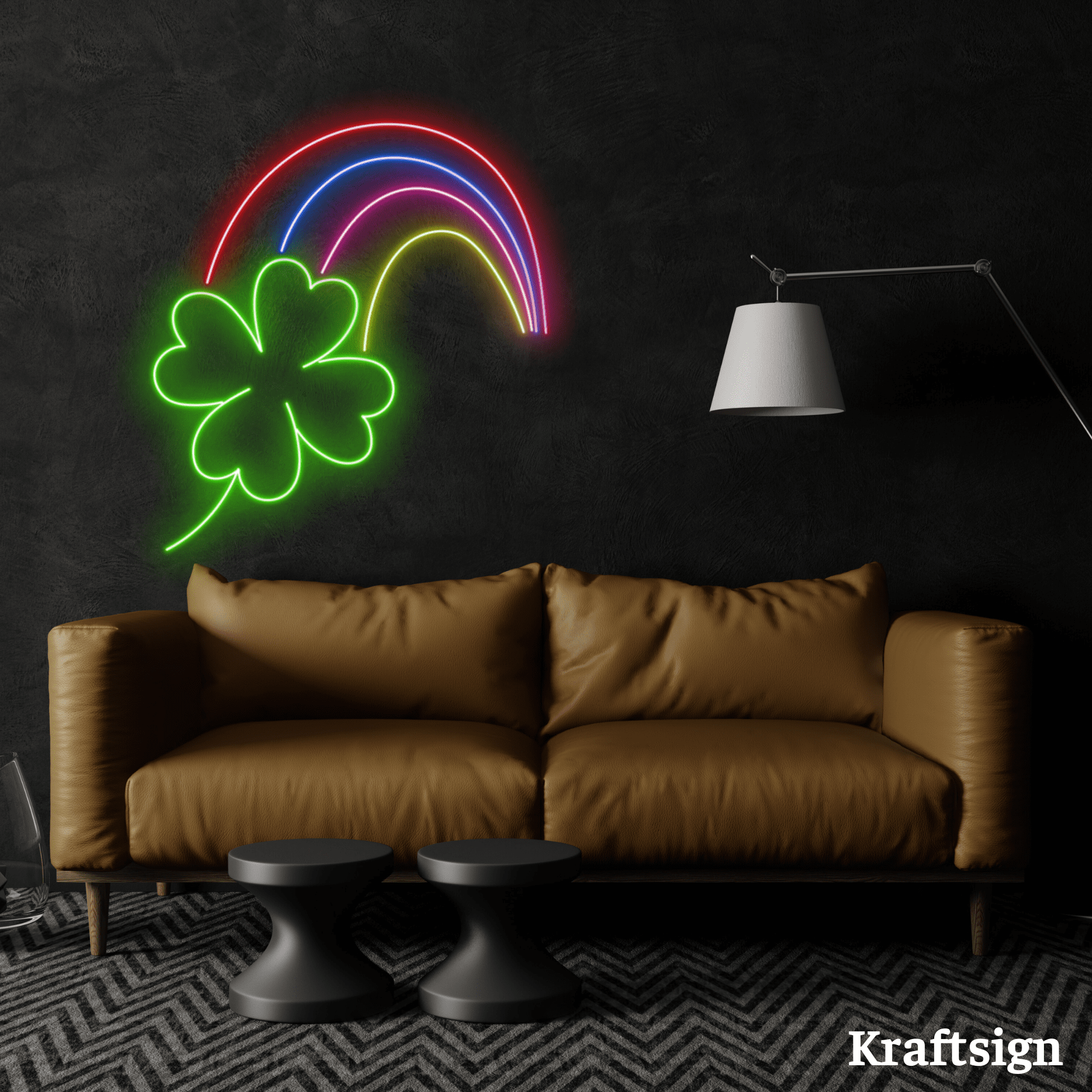 Craftnamesign Clover Leaf Rainbow Neon LED Sign, Patrick Day Gifts ...