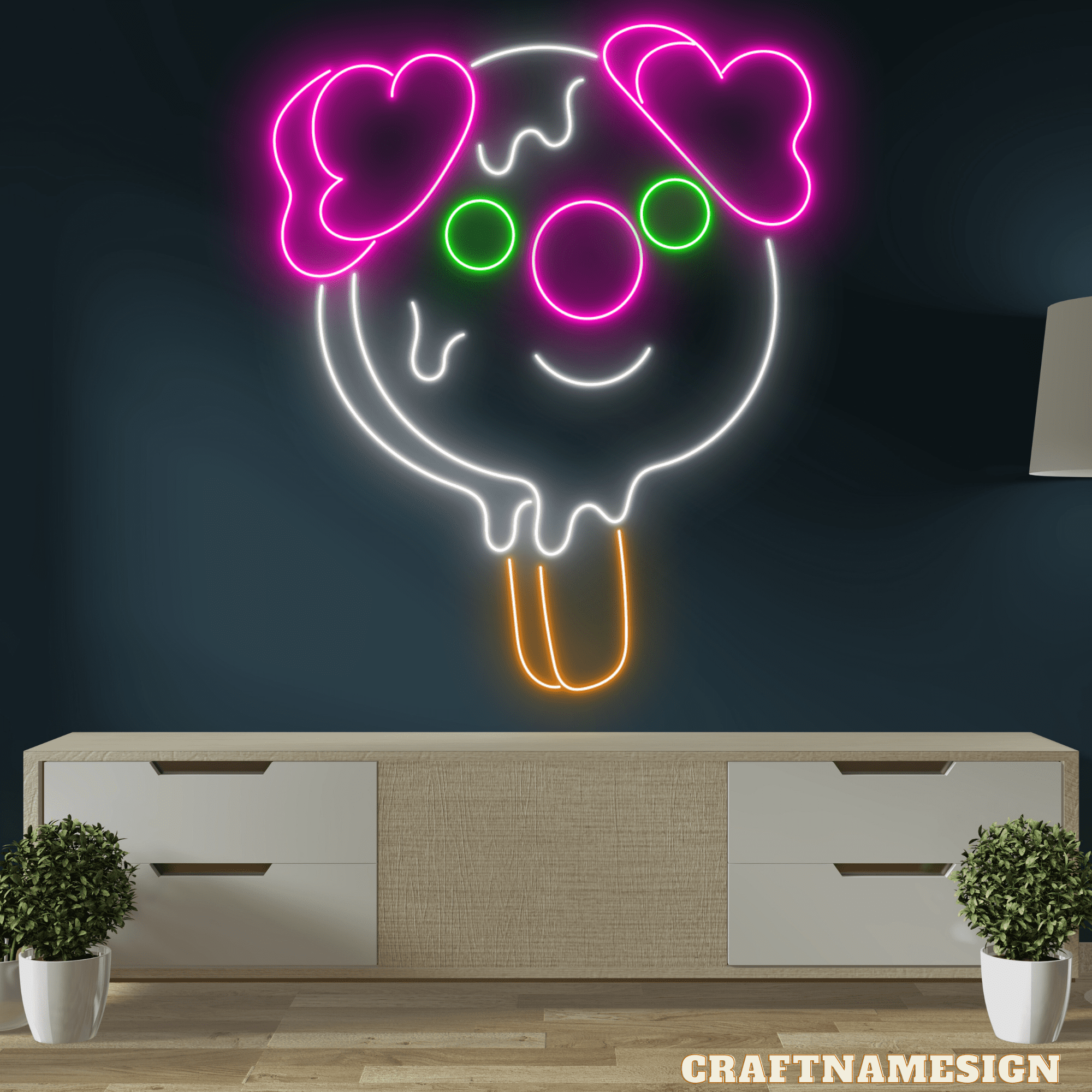 Craftnamesign Clown Ice Cream Neon Sign, Ice Cream Wall Art, Ice Cream ...
