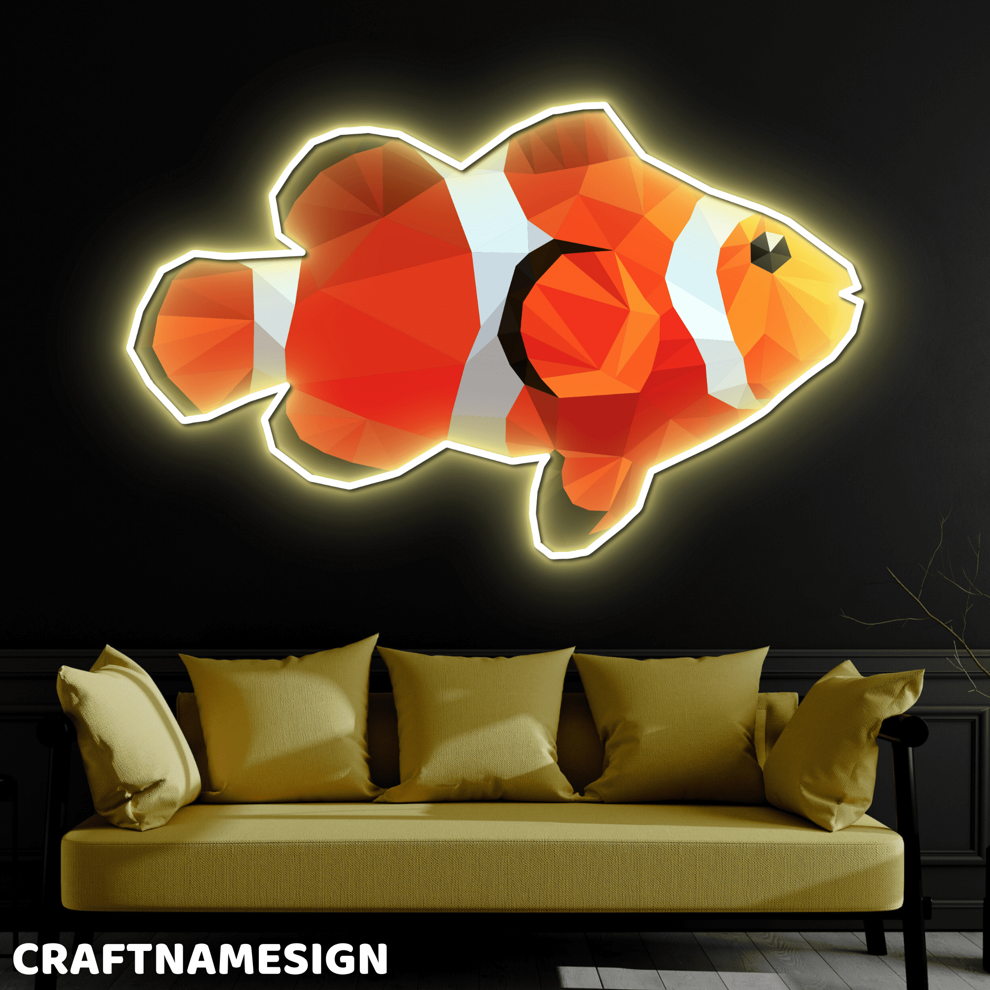 Craftnamesign Clownfish Neon Decal, Fish Store Wall Art, Kids Room Wall ...