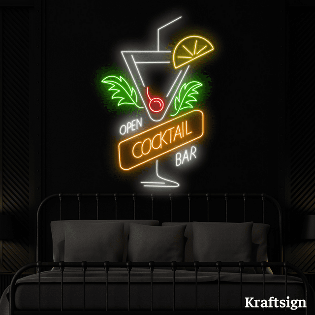 Craftnamesign Cocktail Bar Neon Sign, Bar Club LED Sign, Open LED ...