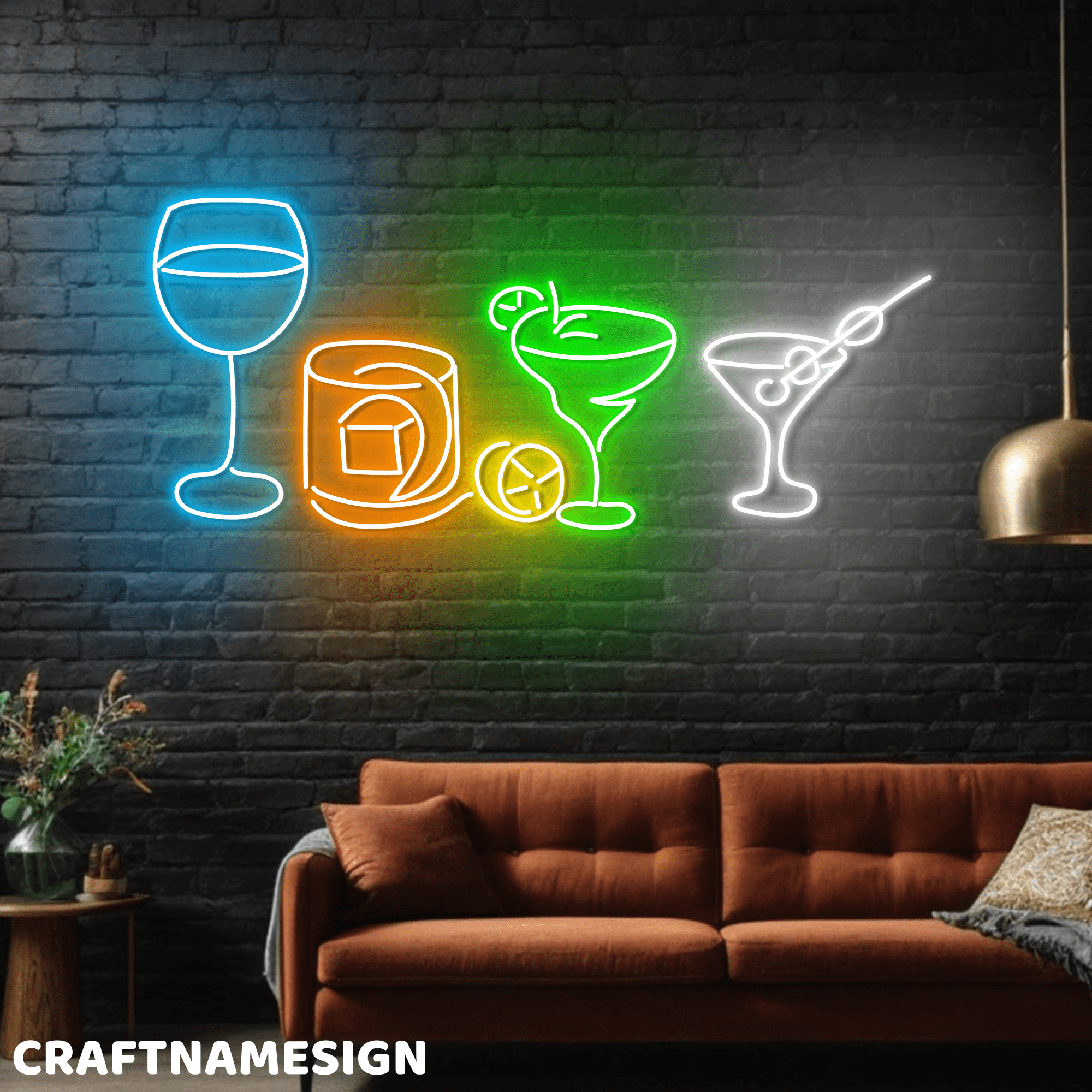 Craftnamesign Cocktail Bar Neon Sign, Bar Pub Wall Sign, Wine Wall ...