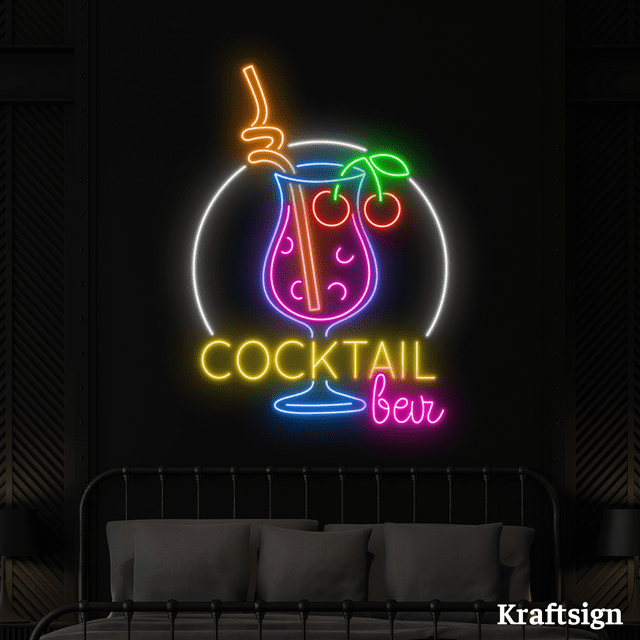 Craftnamesign Cocktail Bar Neon Sign, Home Bar LED Sign, Cocktail Wall ...