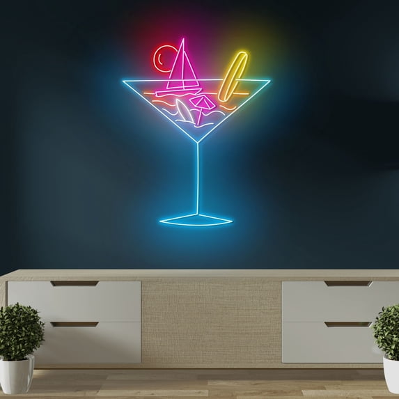 Craftnamesign Cocktail Beach Neon Light, Cocktail Wall Decor, Beach Bar ...