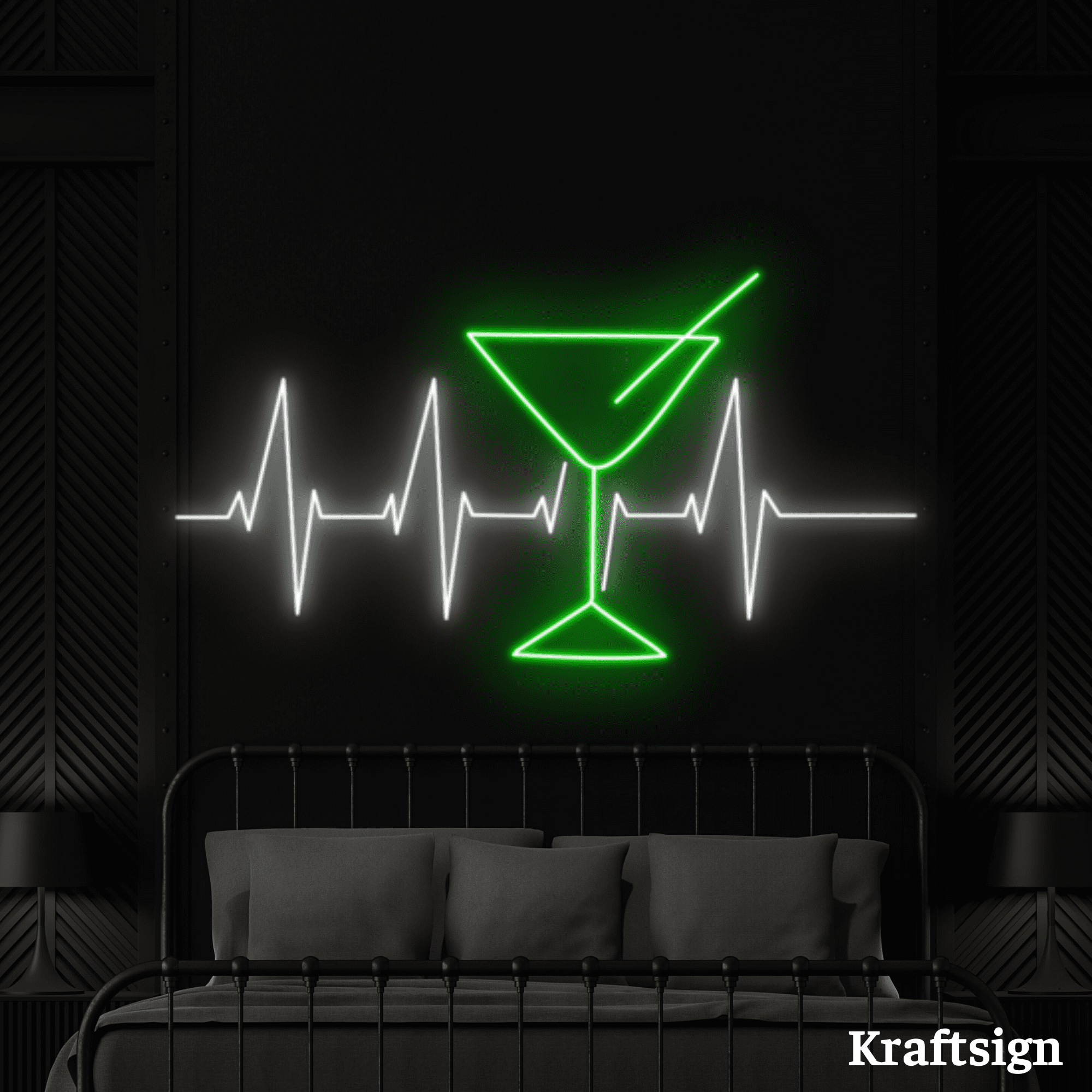Craftnamesign Cocktail Heartbeat Neon Sign, Bar Club Decor, Cocktail ...
