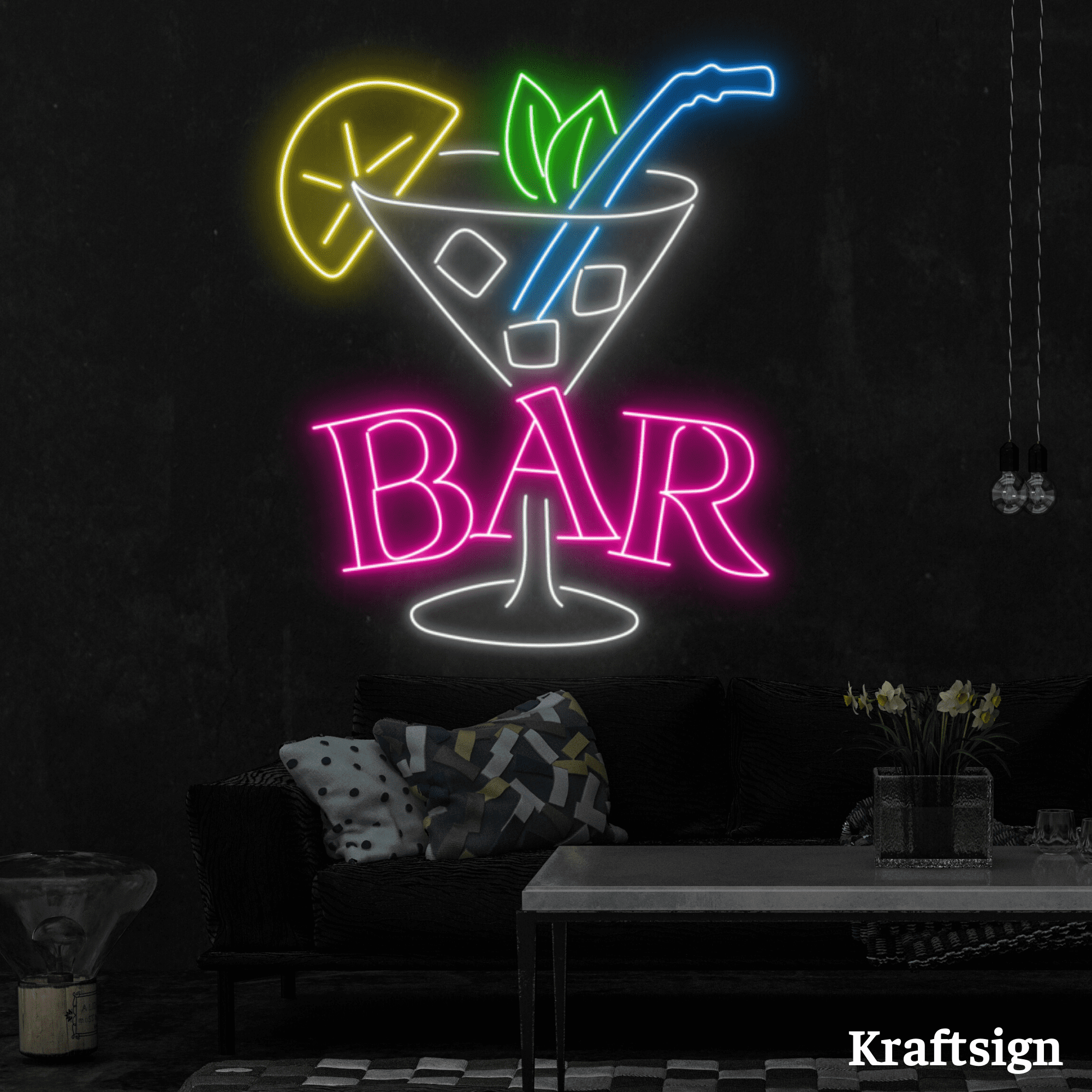 Craftnamesign Cocktail Neon Sign, Bar LED Sign, Bar Club Wall Art Decor ...